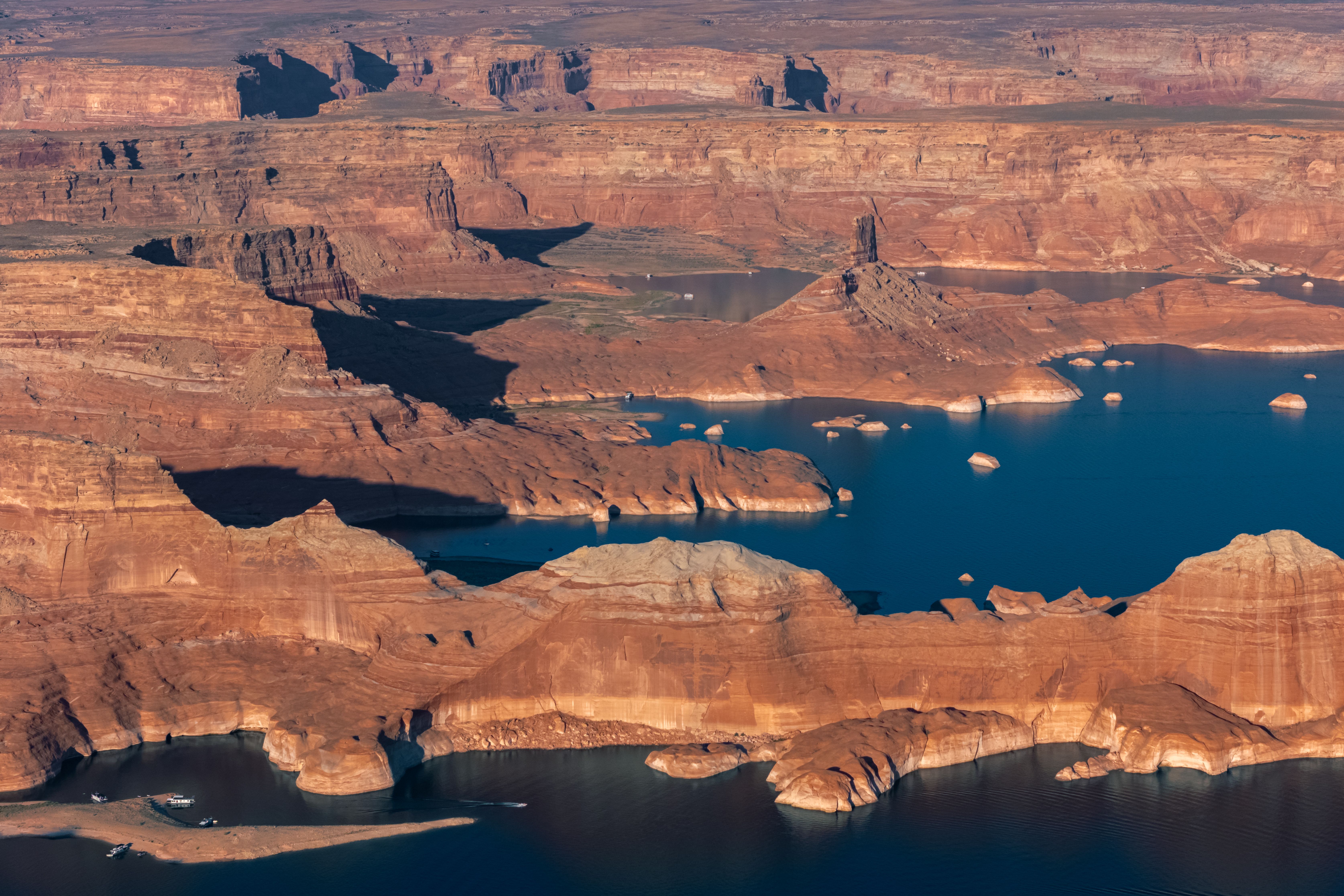 Aerial View of Lake Powell's Sandstone Formations · Free Stock Photo