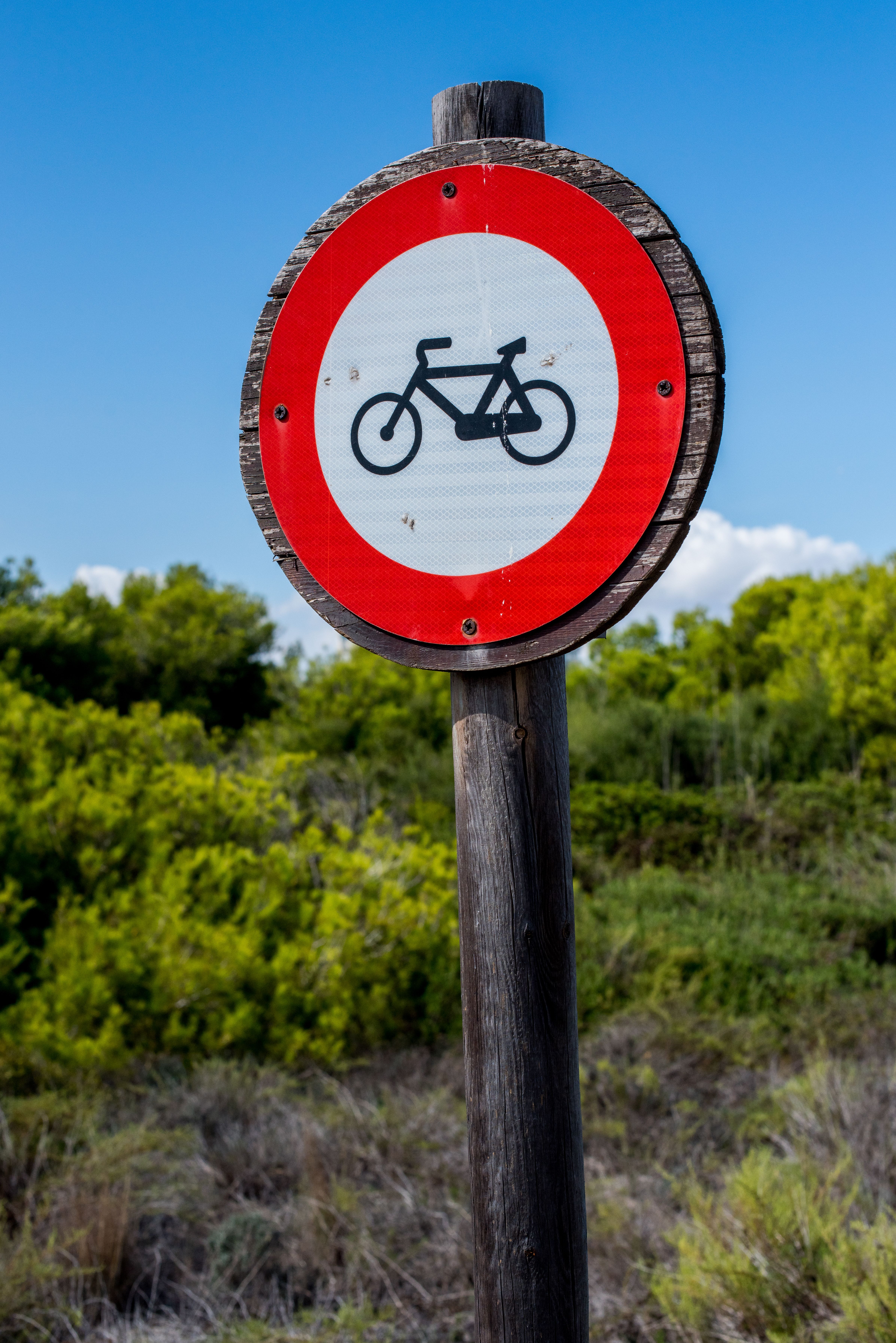 Prohibition Sign Against Cycling Outdoors · Free Stock Photo