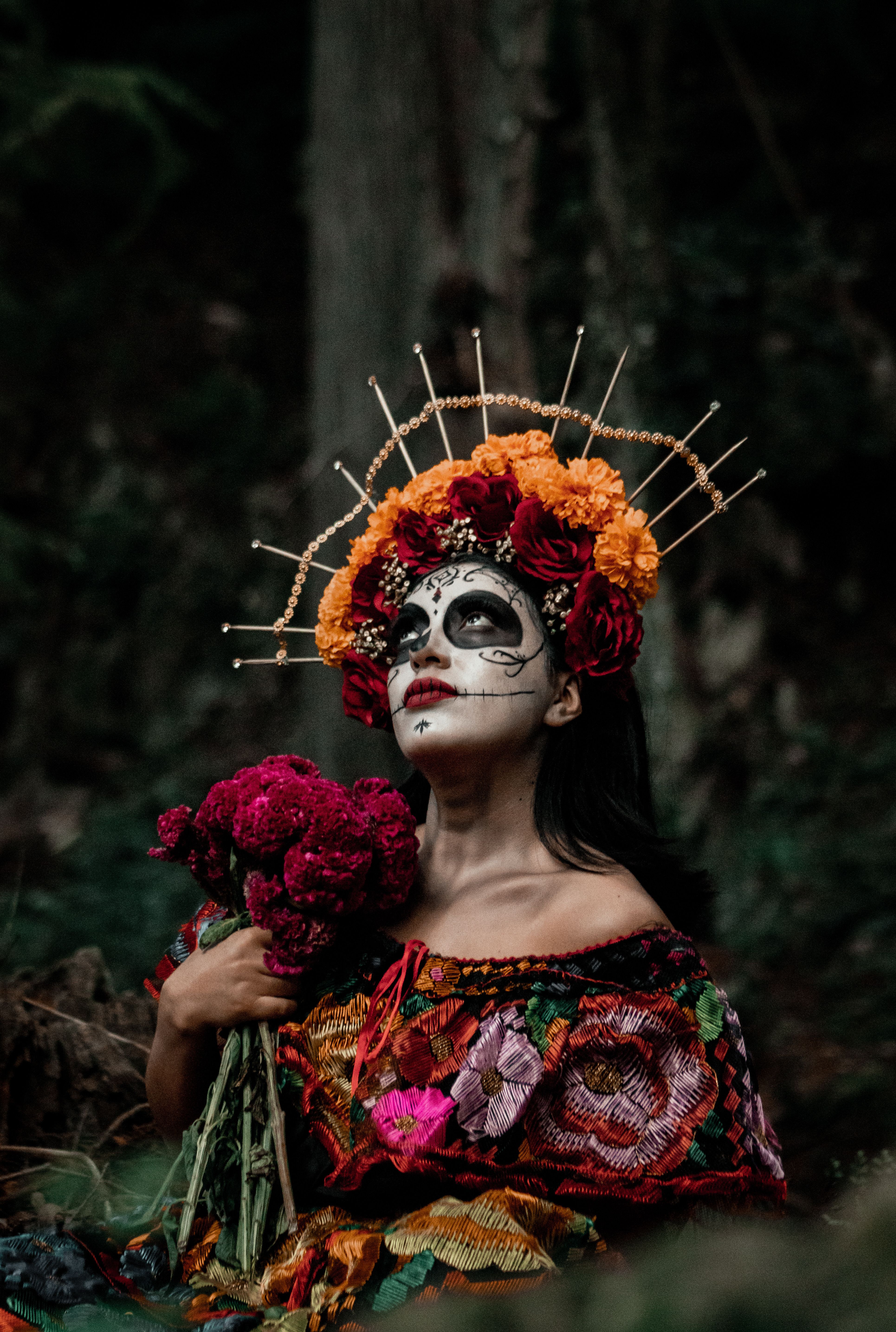 Elegant La Catrina Portrait in Mystical Forest · Free Stock Photo