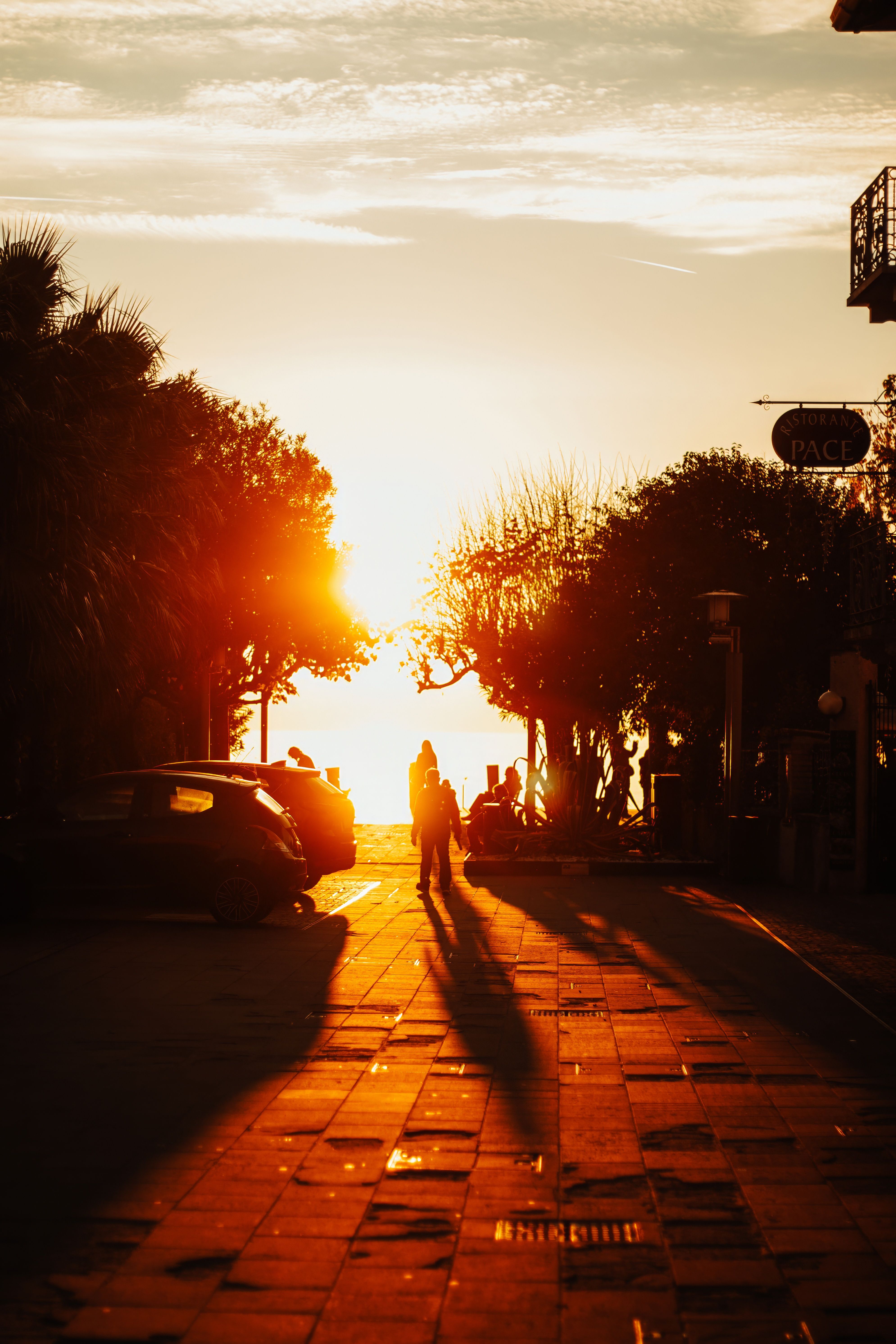Sunset Street Silhouette with Long Shadows · Free Stock Photo