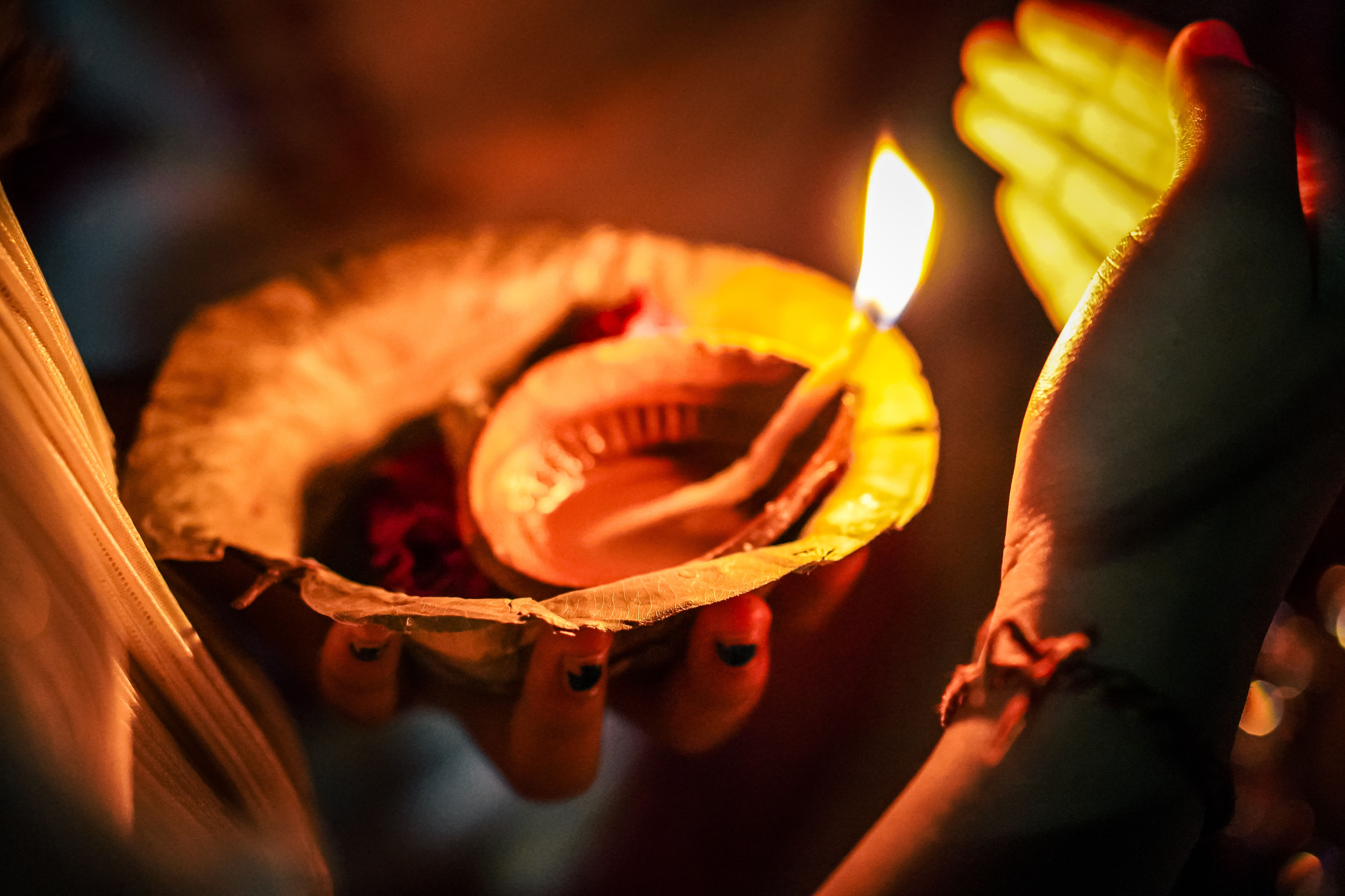Traditional Festival Diya Lamp in Hand · Free Stock Photo