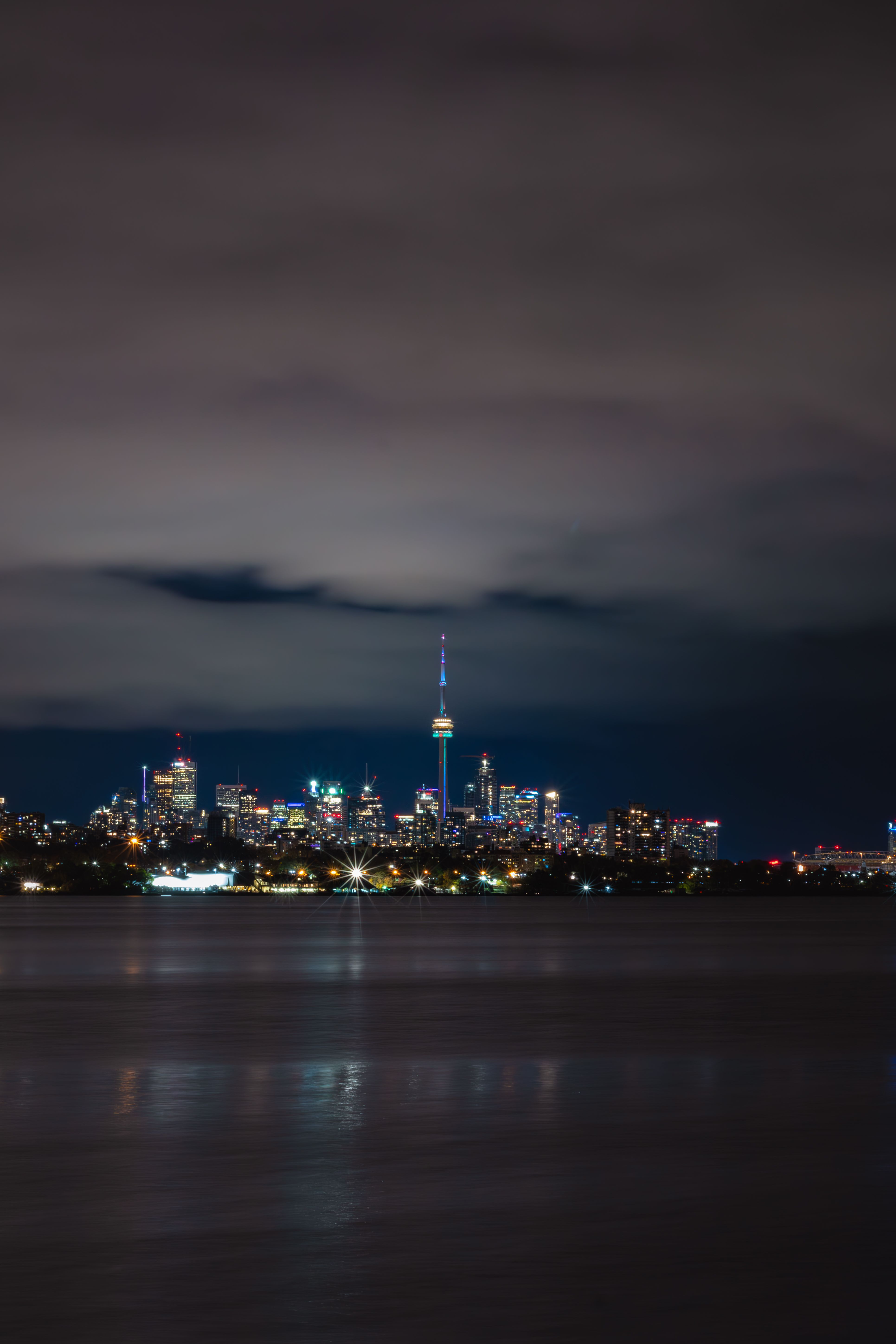 Toronto Skyline at Night with CN Tower · Free Stock Photo