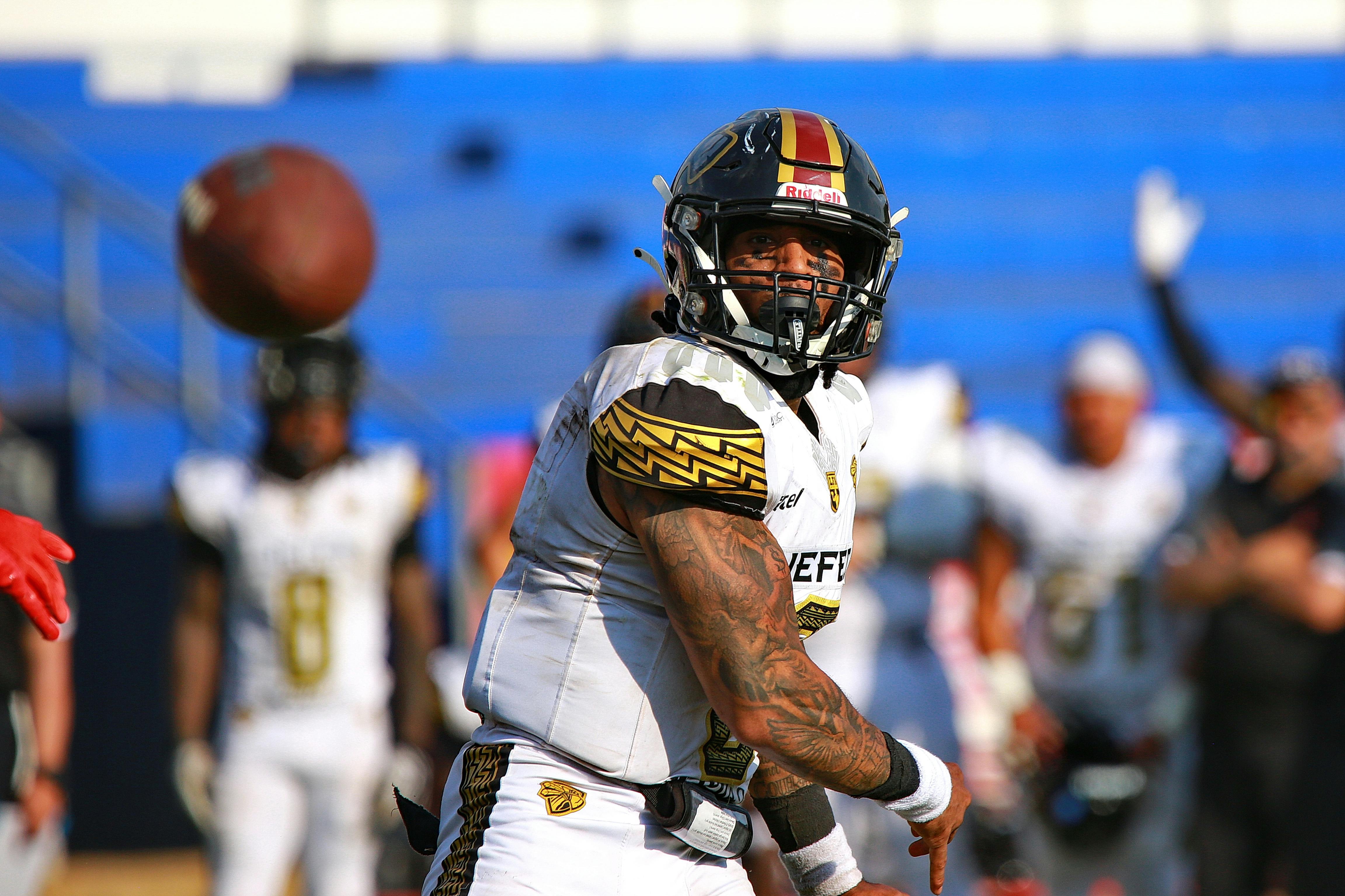 Dynamic Action Shot in American Football Game · Free Stock Photo