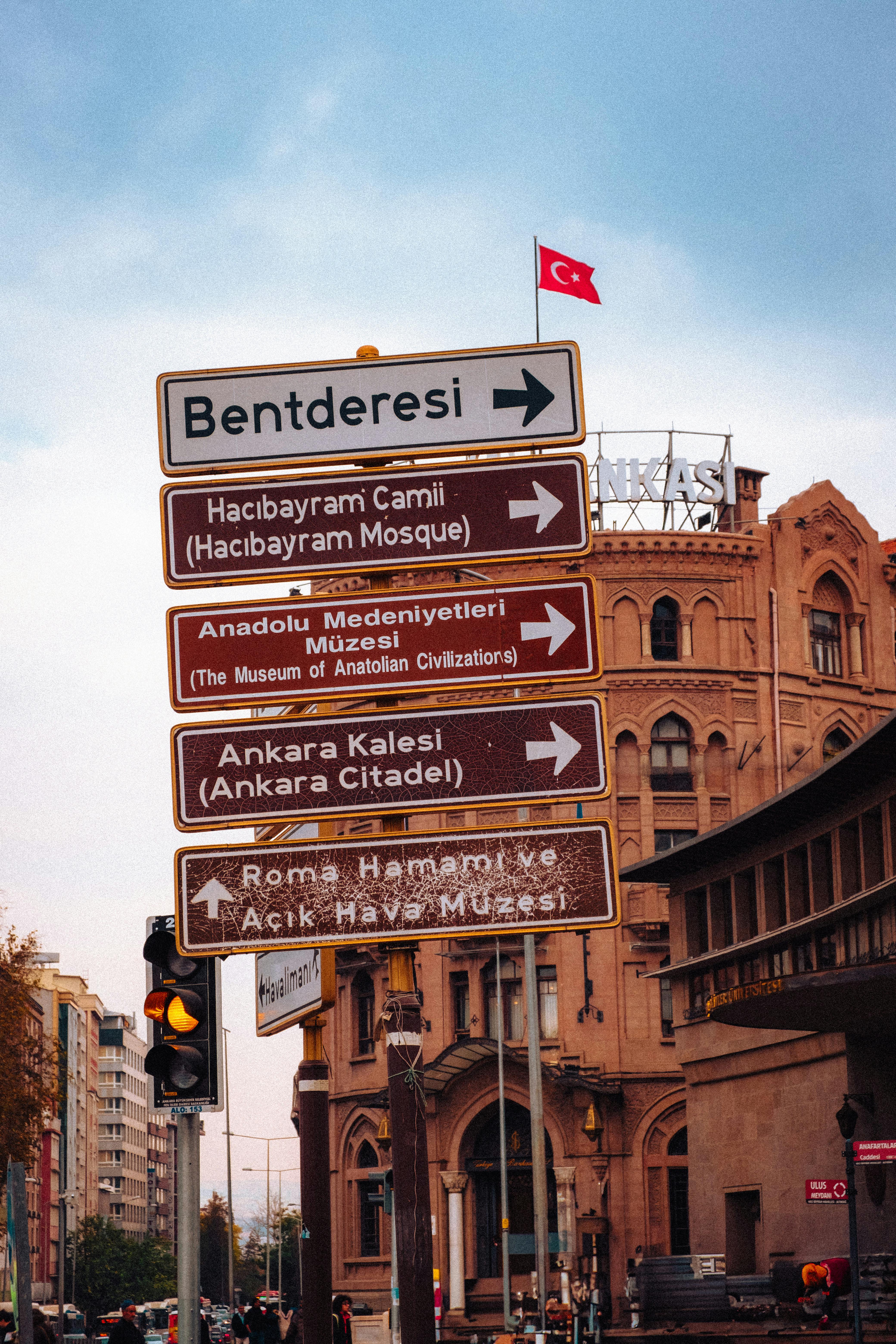 Street Signage in Ankara, Turkey with Landmarks · Free Stock Photo