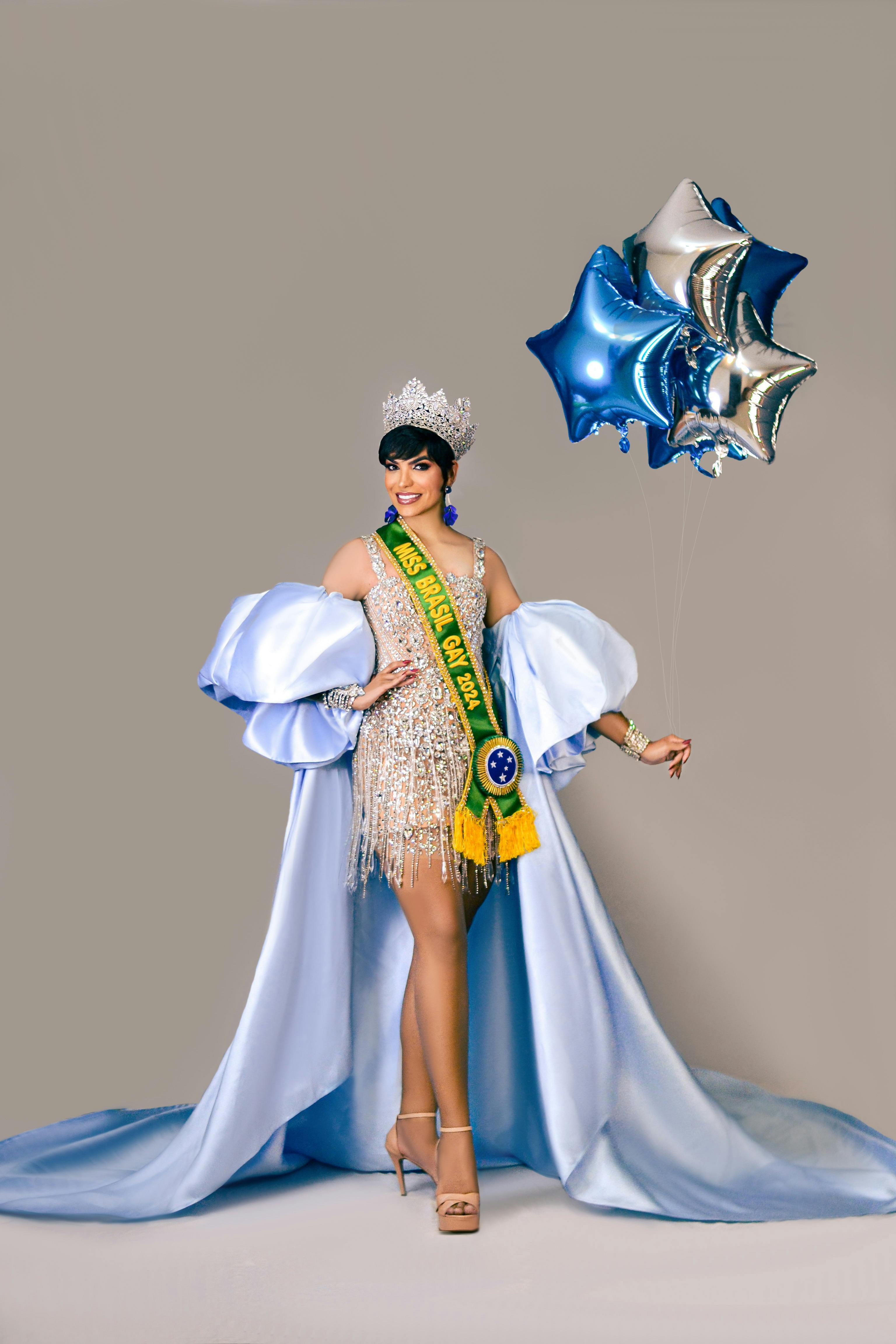 Beauty Pageant Queen with Balloons and Gown · Free Stock Photo