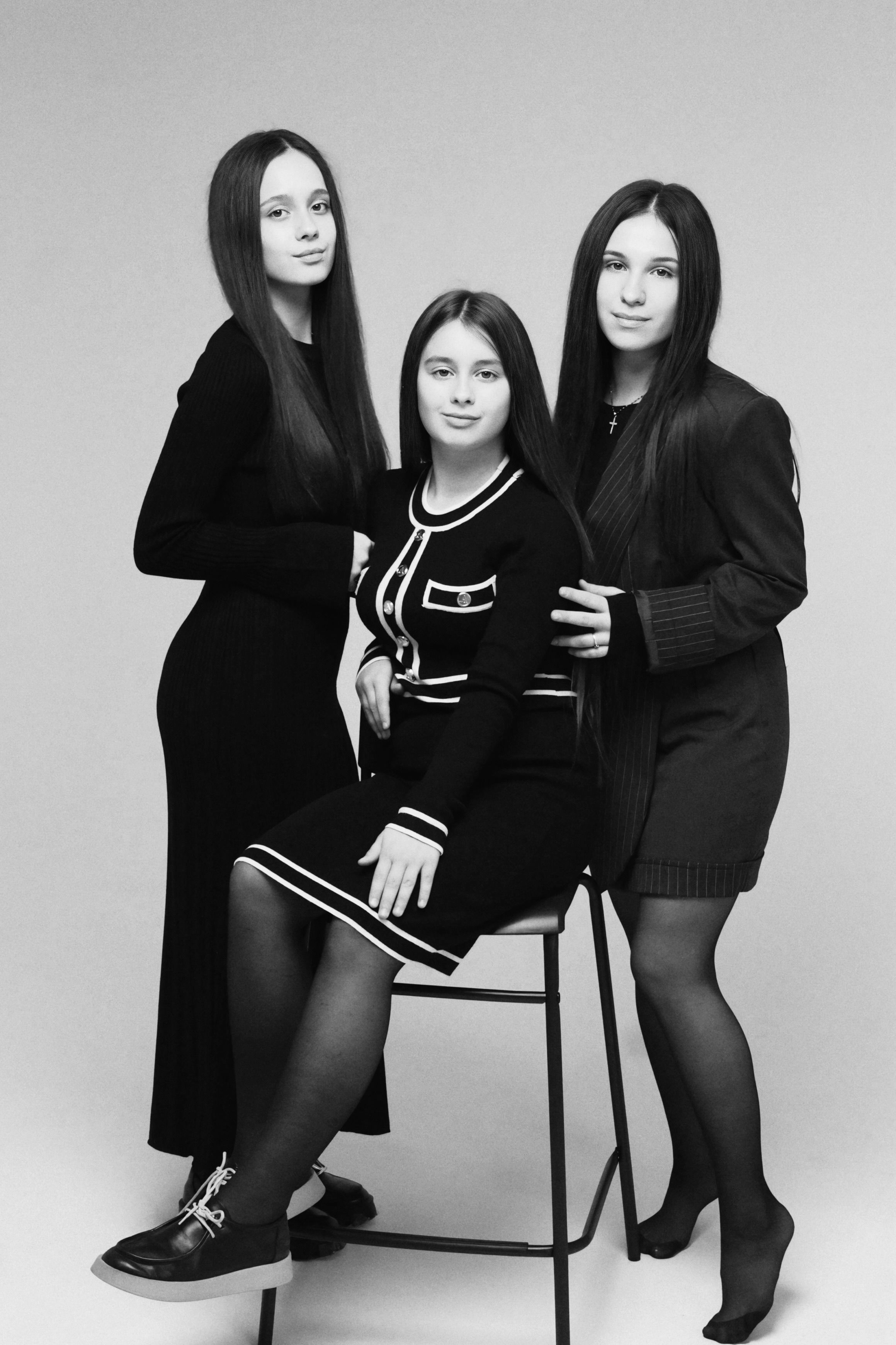 Elegant Black and White Portrait of Three Women · Free Stock Photo