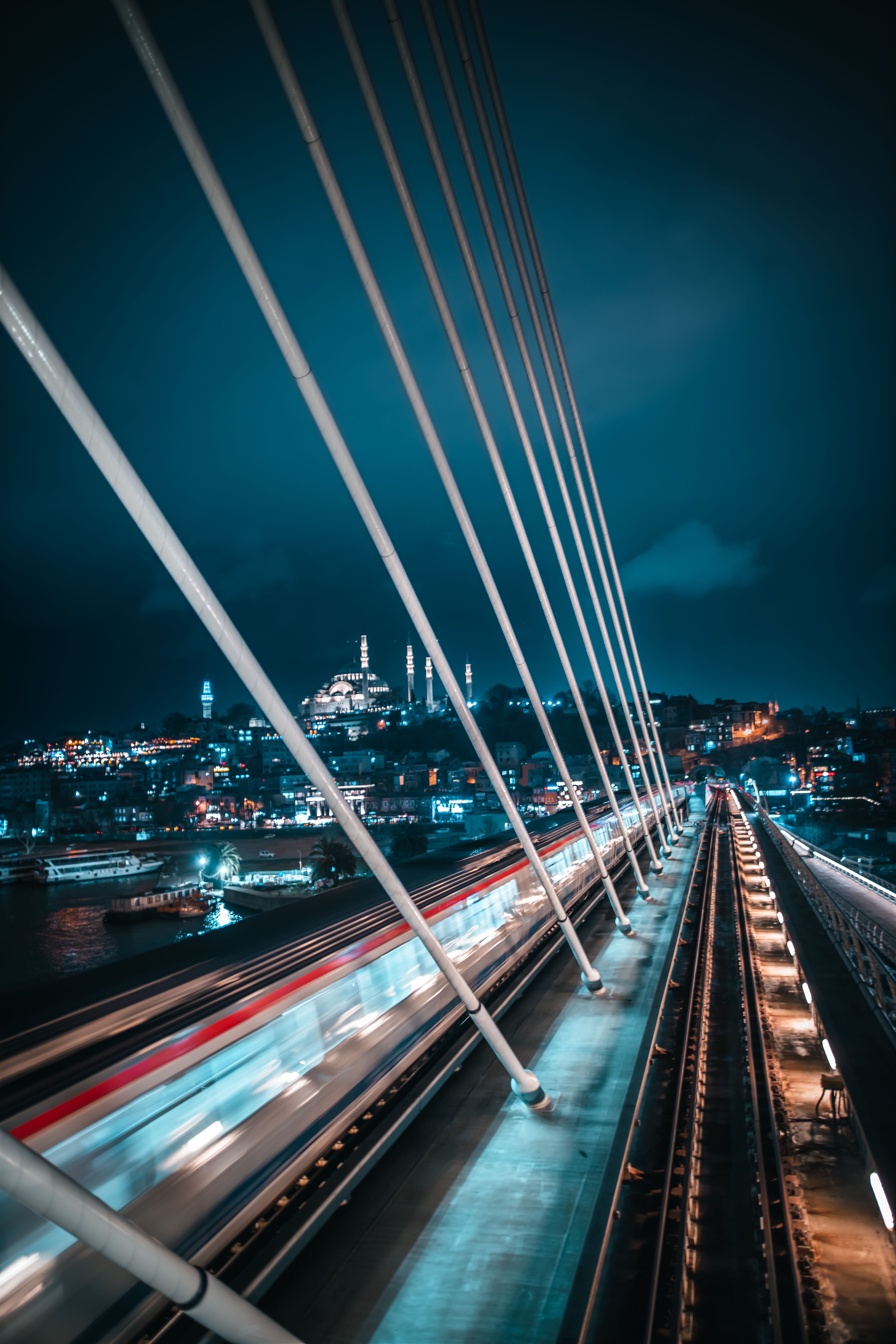 Night View of Istanbul with Modern Bridge · Free Stock Photo