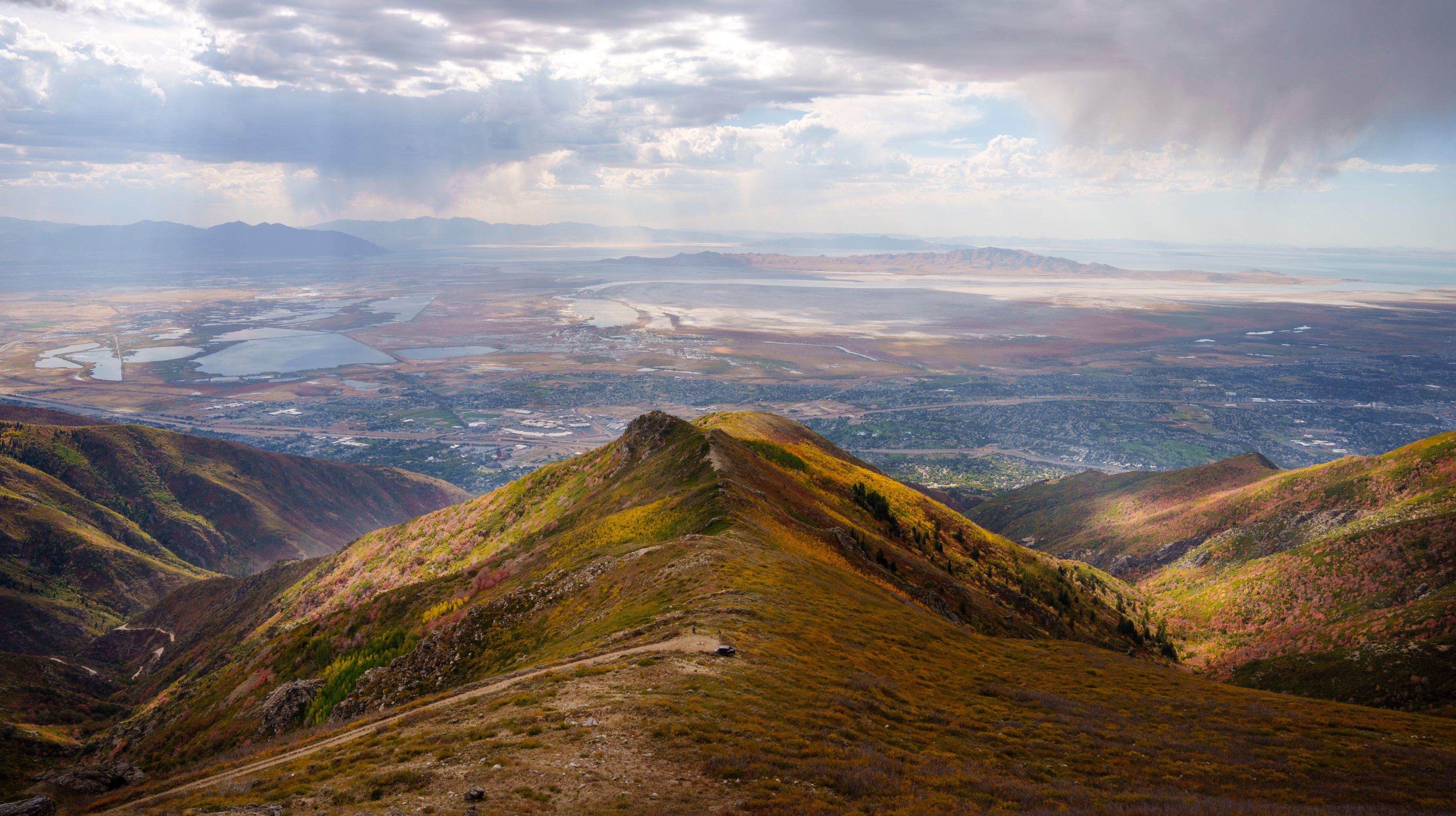 Scenic View of Mountains Overlooking Valley and Lakes · Free Stock Photo