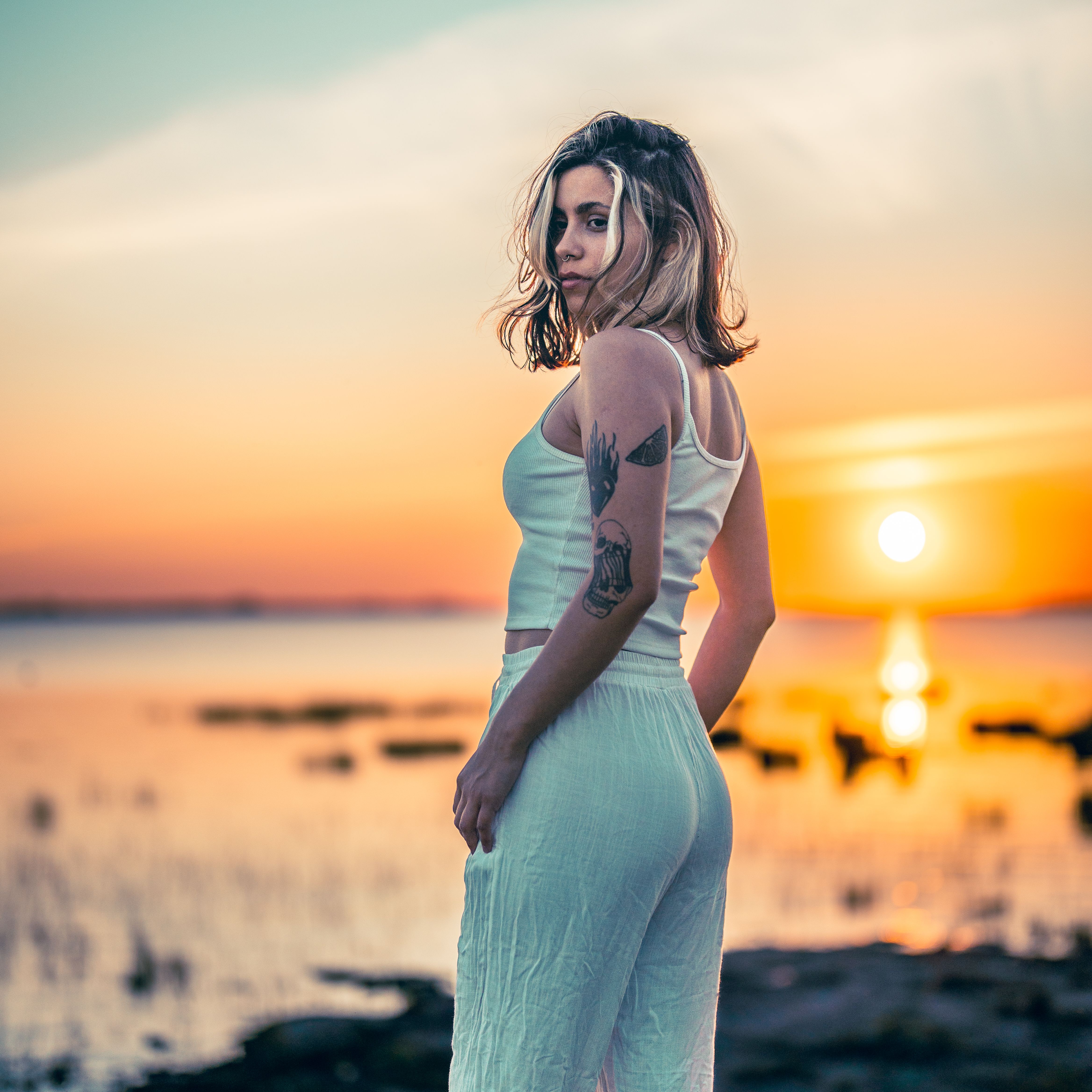 Dreamy Sunset Portrait by the Lake · Free Stock Photo