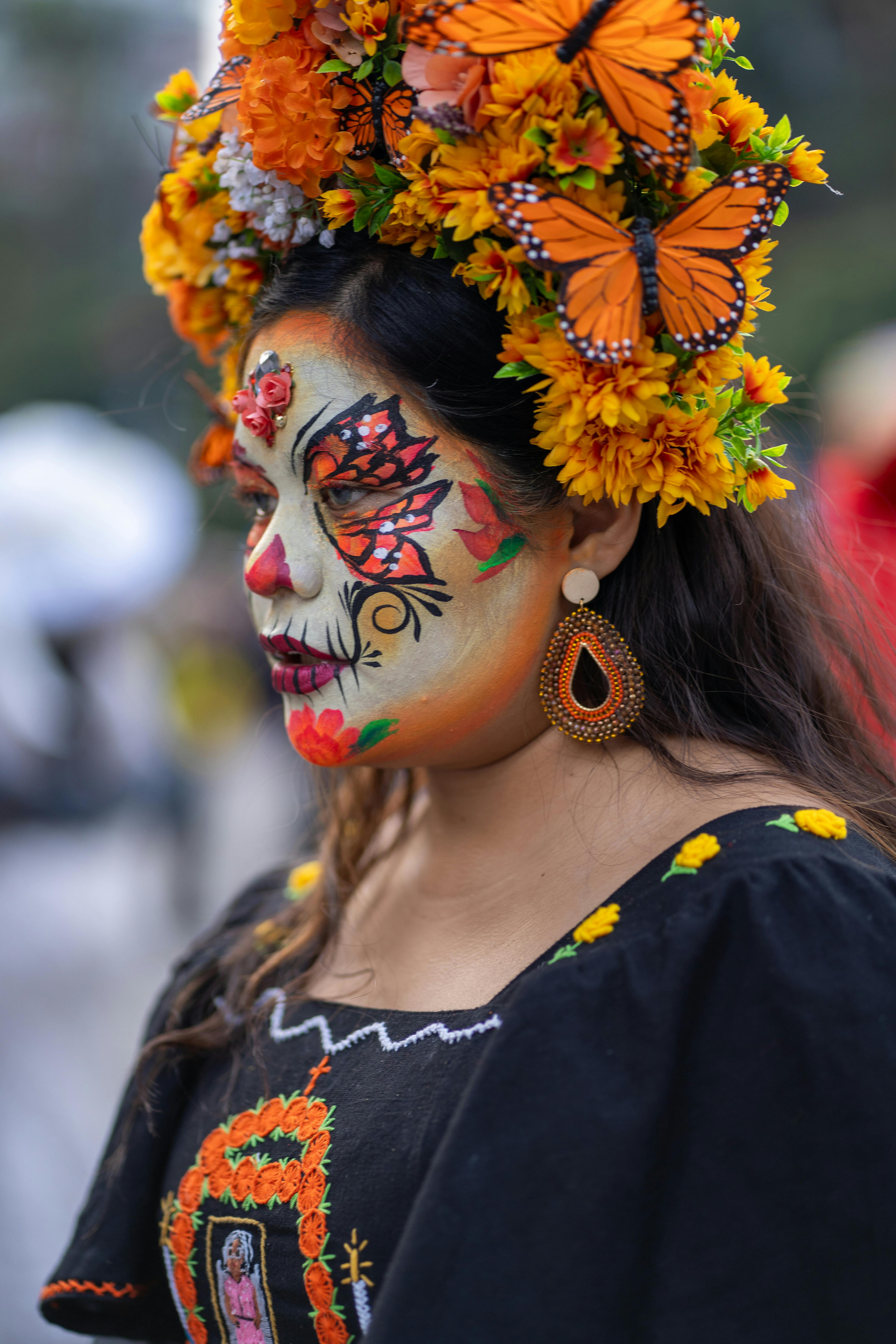 Vibrant Day of the Dead Catrina in Mexico City · Free Stock Photo