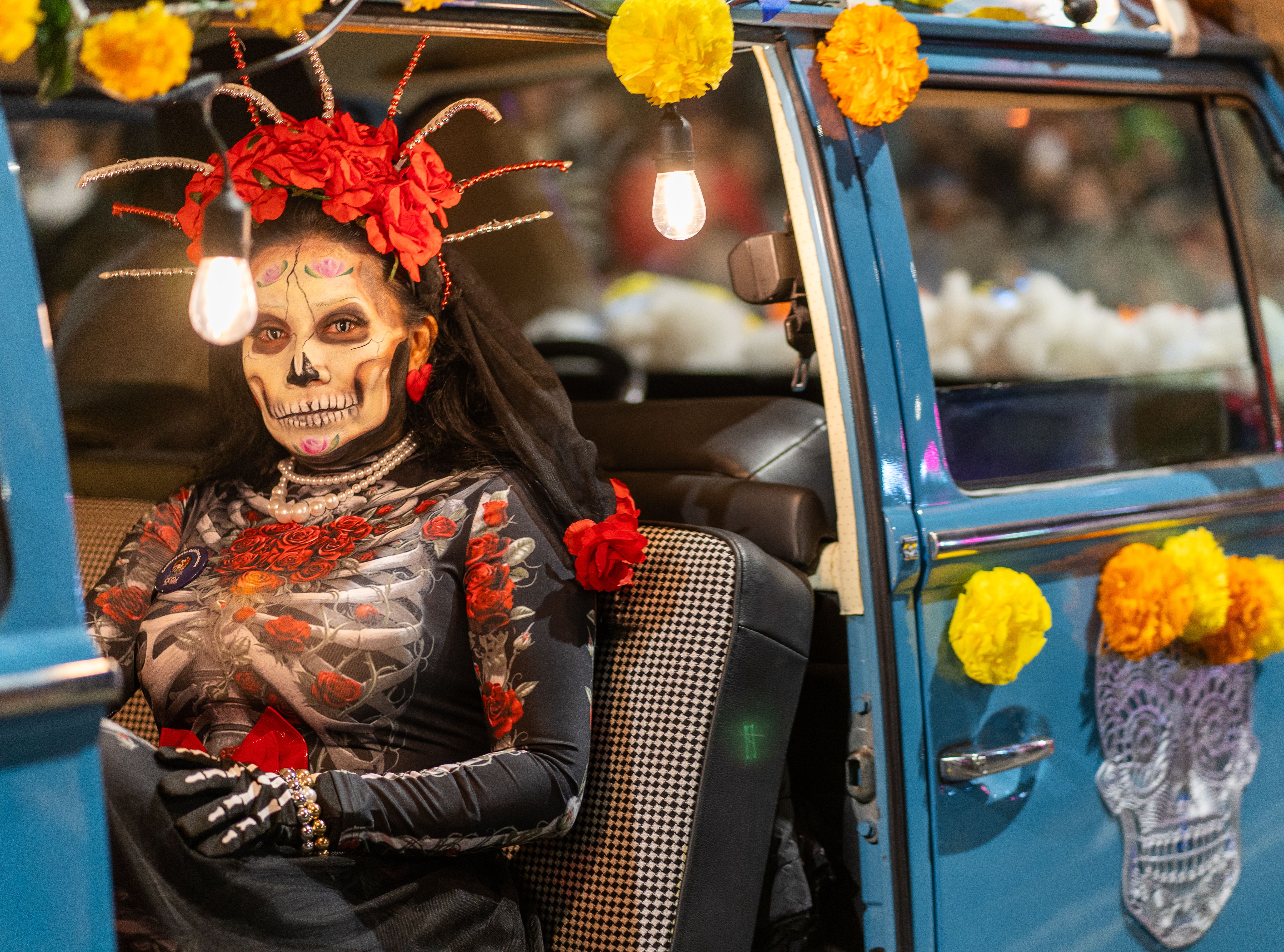 Colorful Catrina in a Decorated Van · Free Stock Photo
