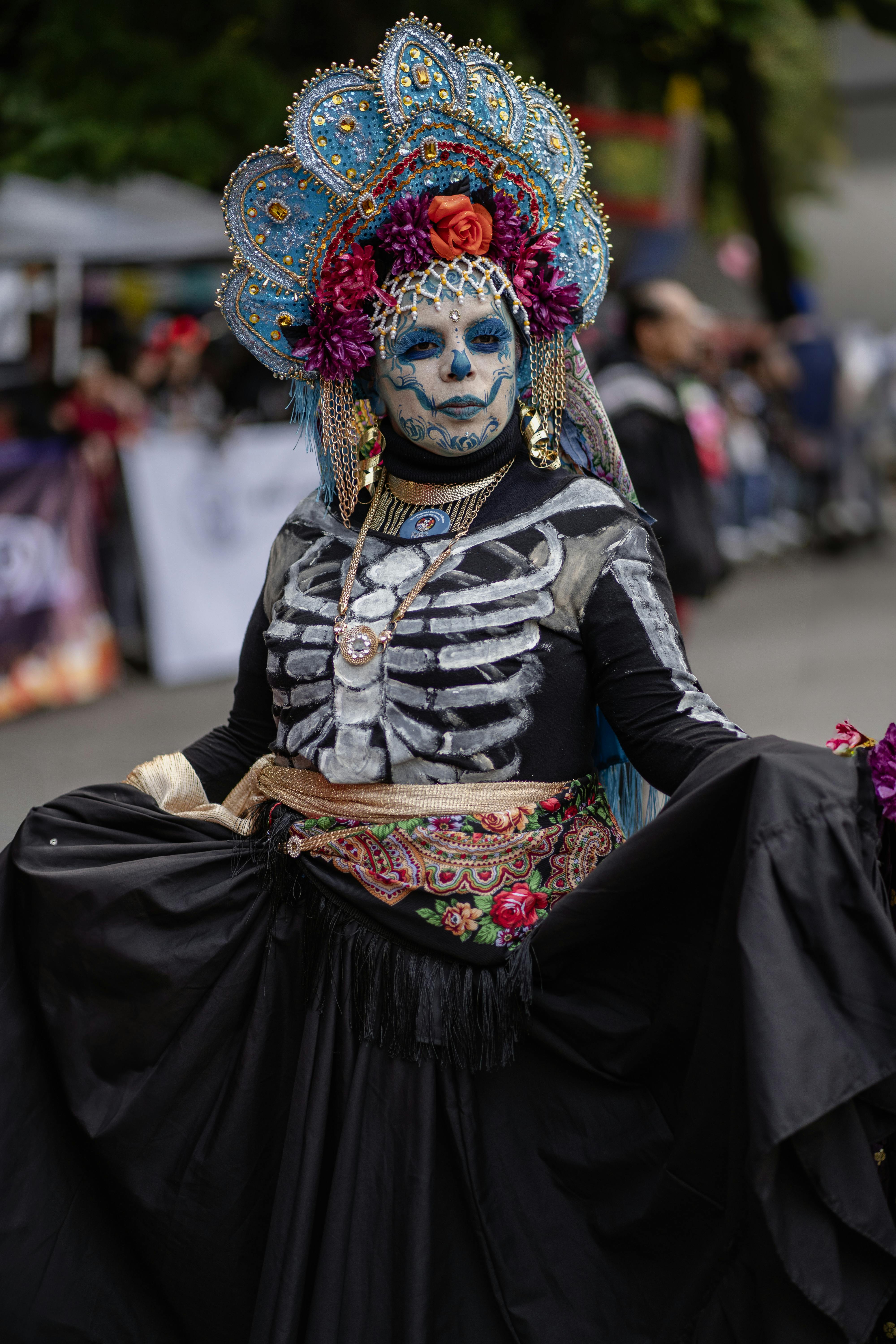 Colorful Catrina Costume in Mexico City Festival · Free Stock Photo