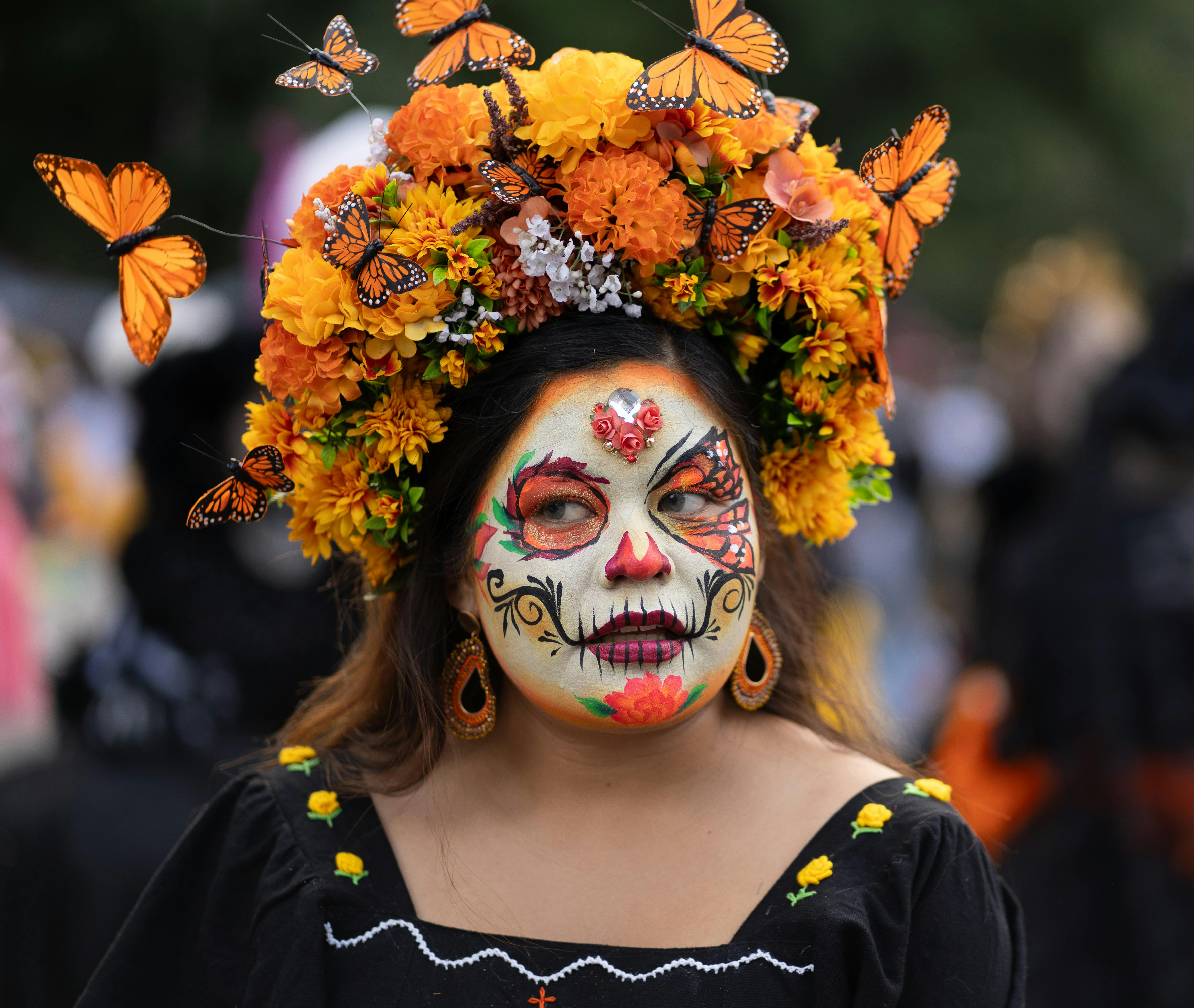 Colorful Catrina Makeup in Day of the Dead Parade · Free Stock Photo