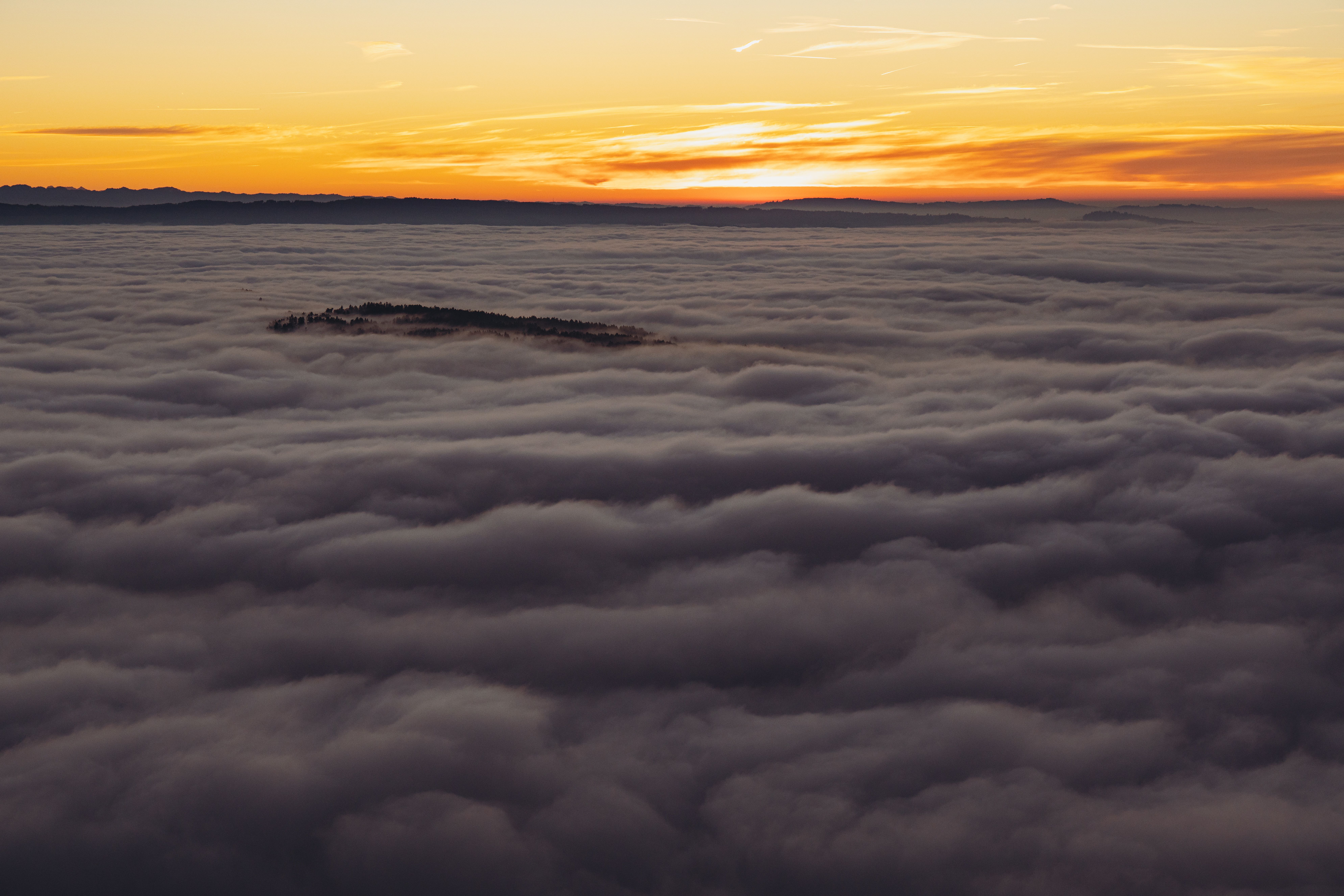 Aerial View of Cloud Sea at Sunset · Free Stock Photo