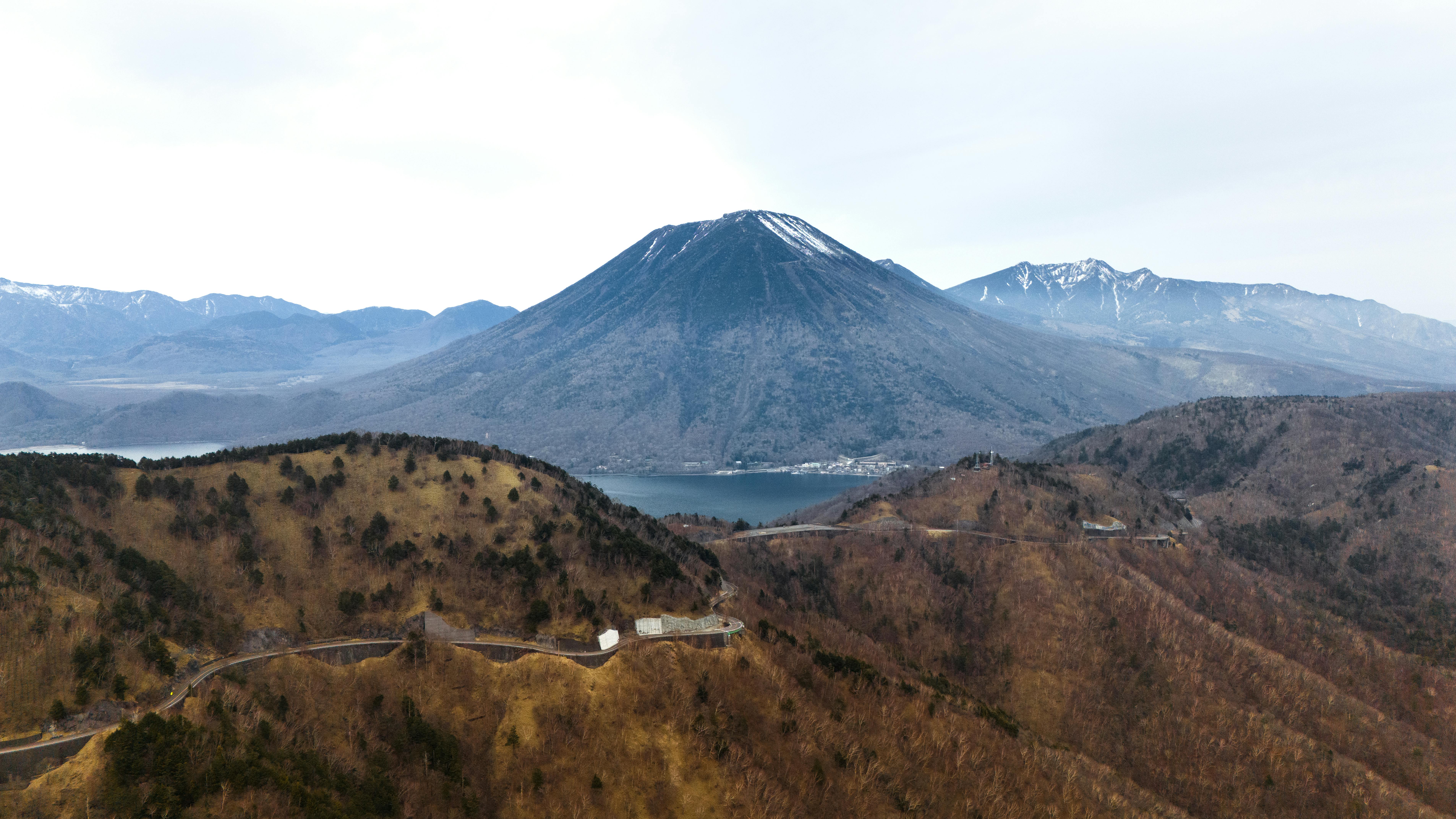 Aerial View of Mount Nantai and Lake Chuzenji · Free Stock Photo