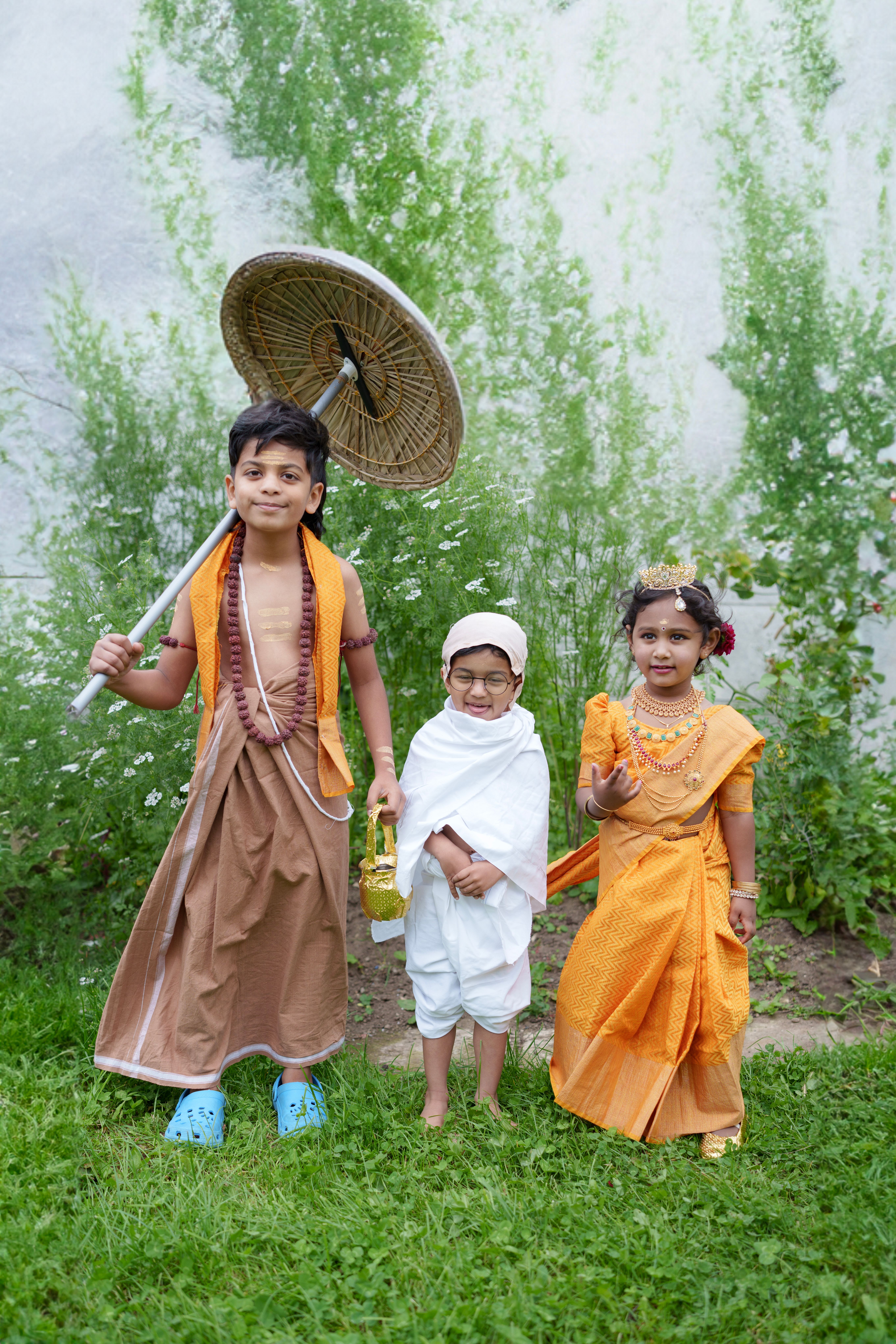 Children in Traditional Indian Attire Outdoors · Free Stock Photo