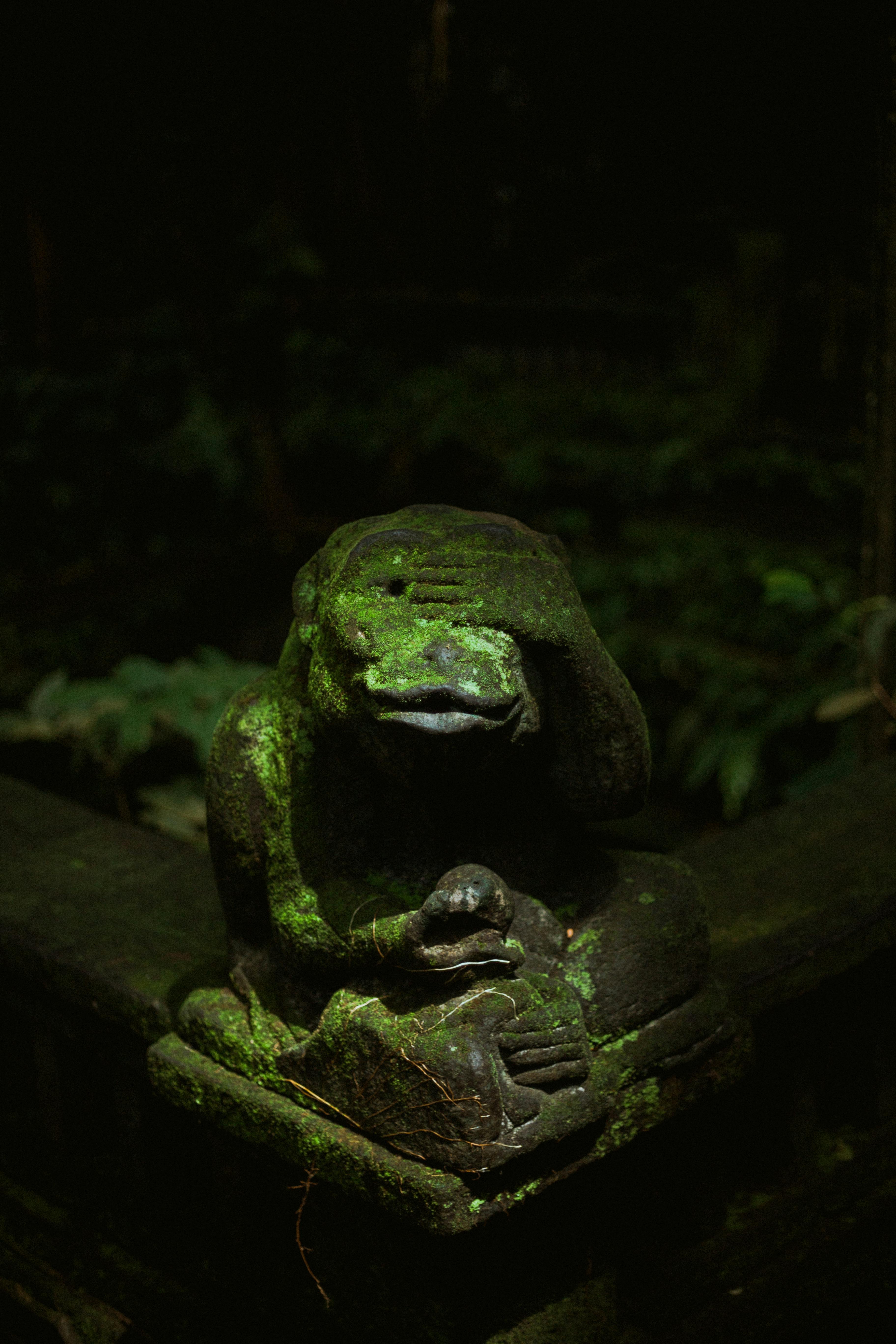 Moss-Covered Statue in Bali's Lush Jungle · Free Stock Photo