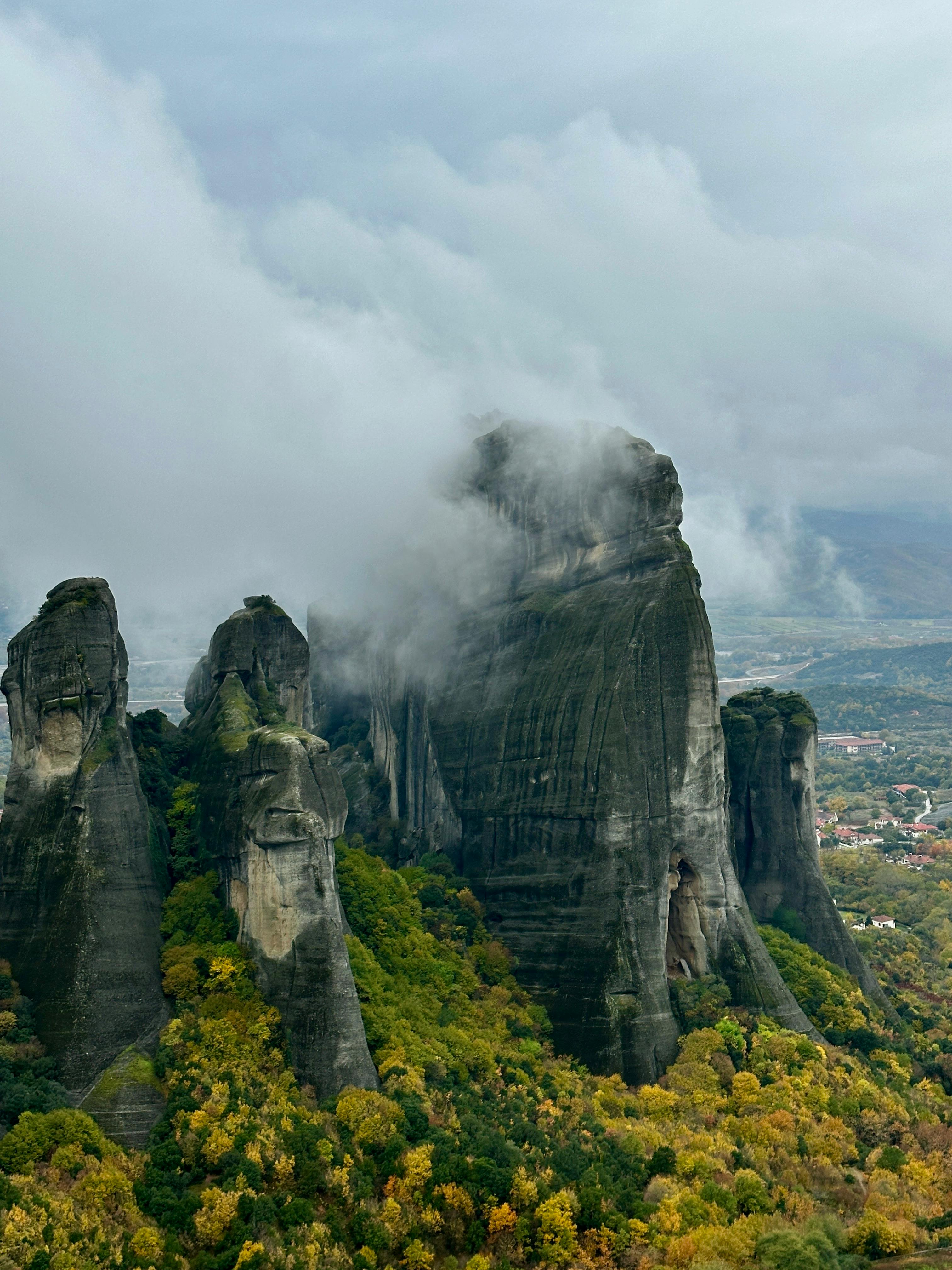 Dramatic Meteora Rock Formations in Fog · Free Stock Photo