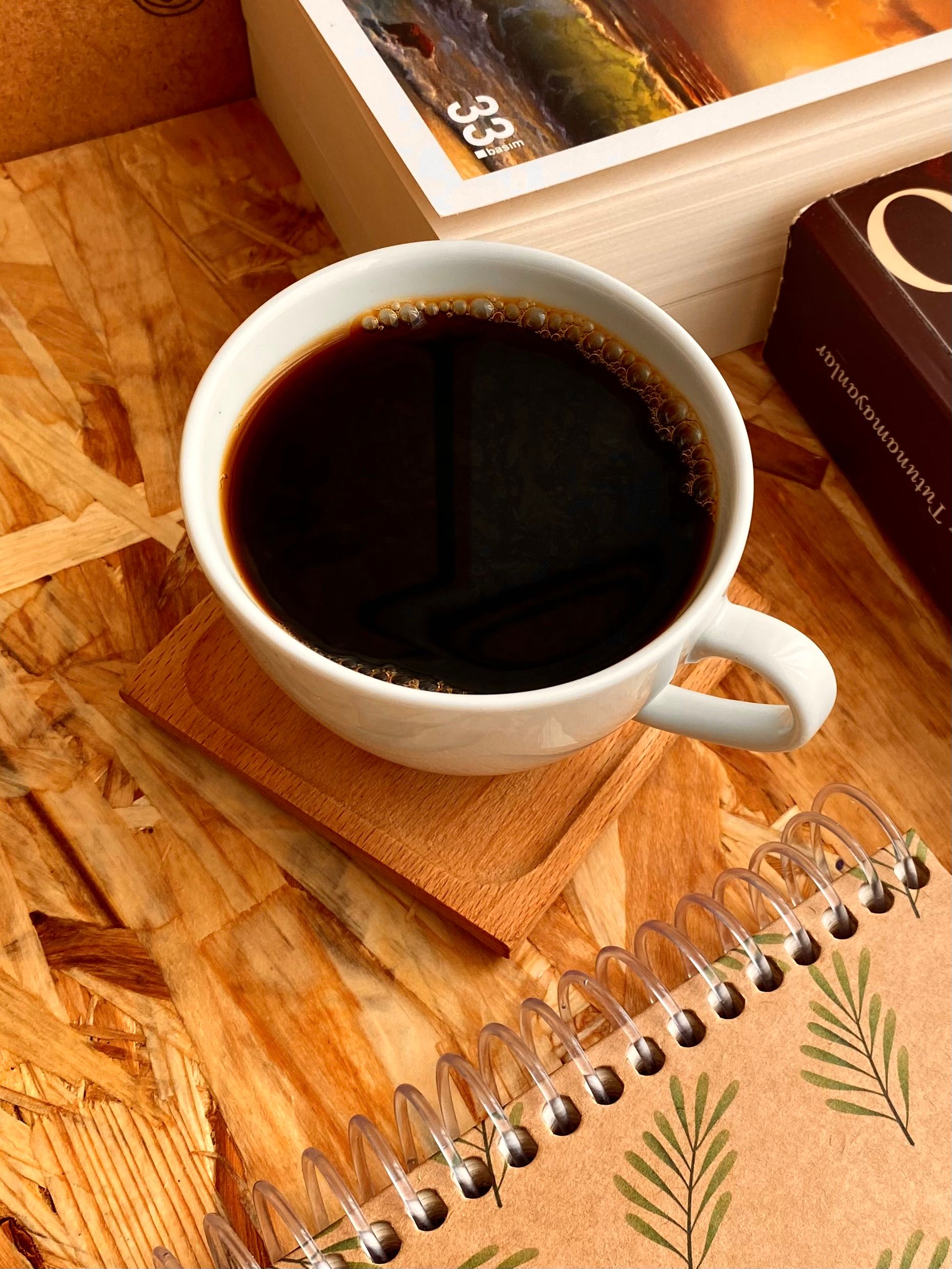 Cozy Coffee with Books and Notebook · Free Stock Photo