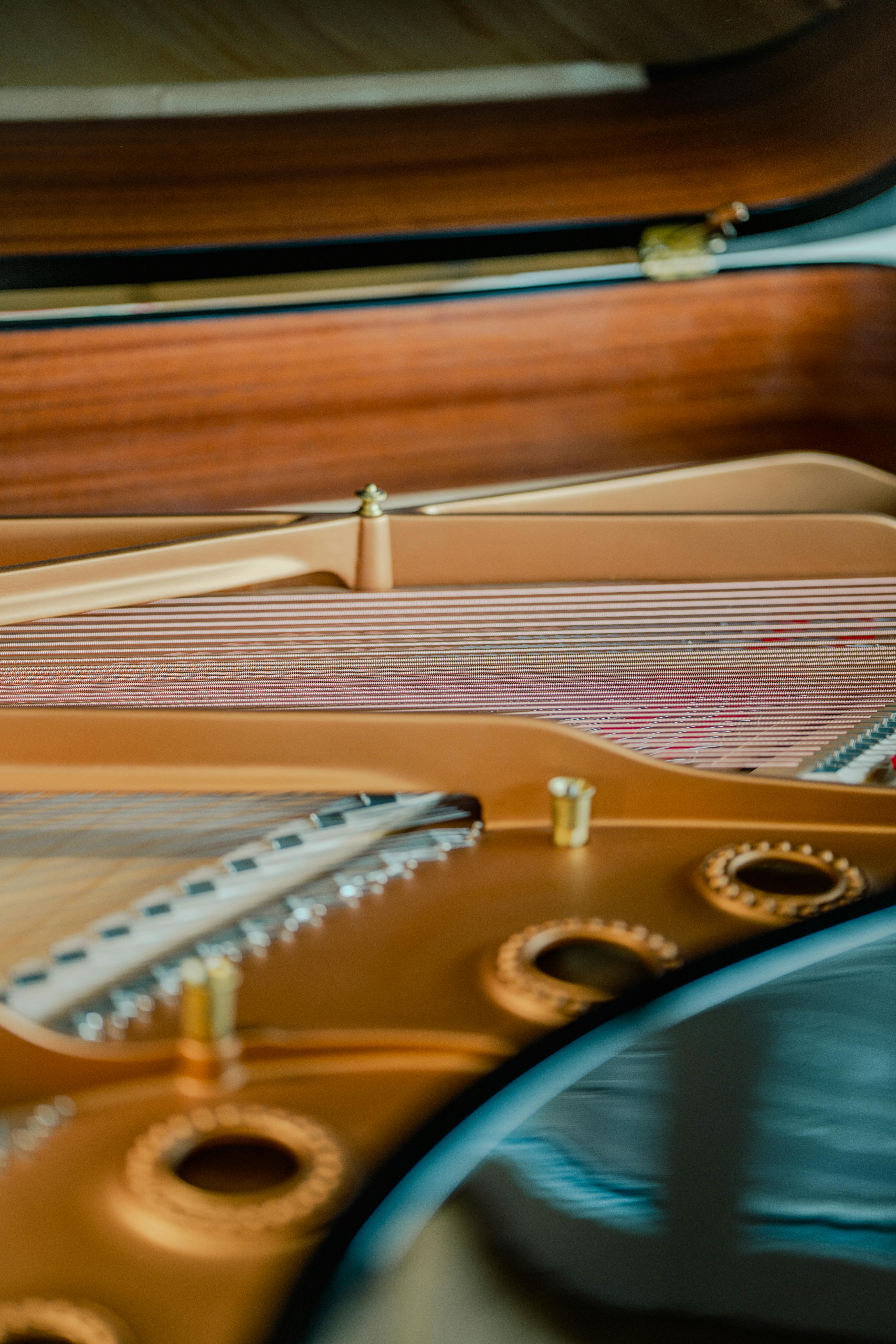 Close-up of Grand Piano Strings and Frame · Free Stock Photo