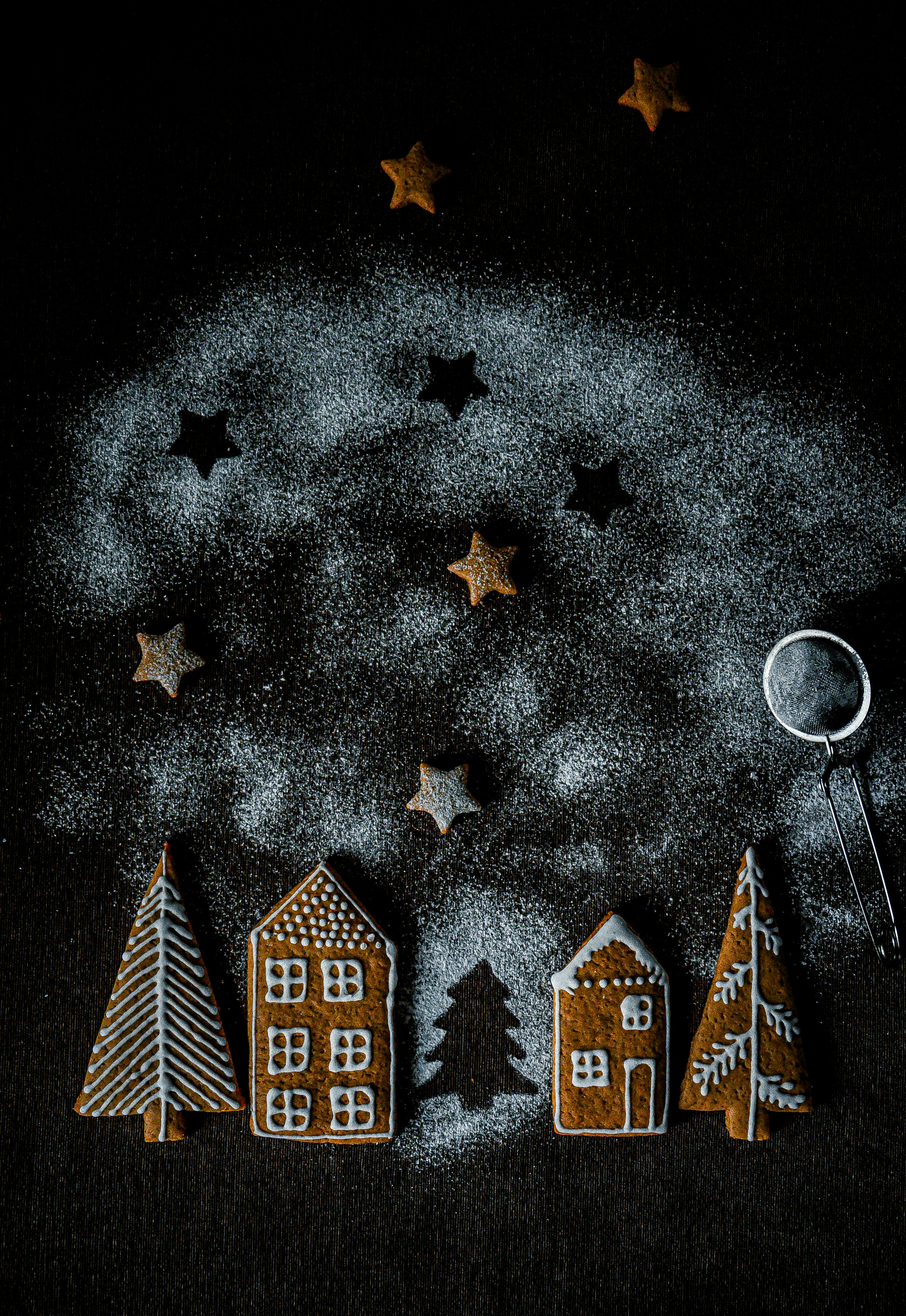 Festive Gingerbread House and Starry Night Scene · Free Stock Photo