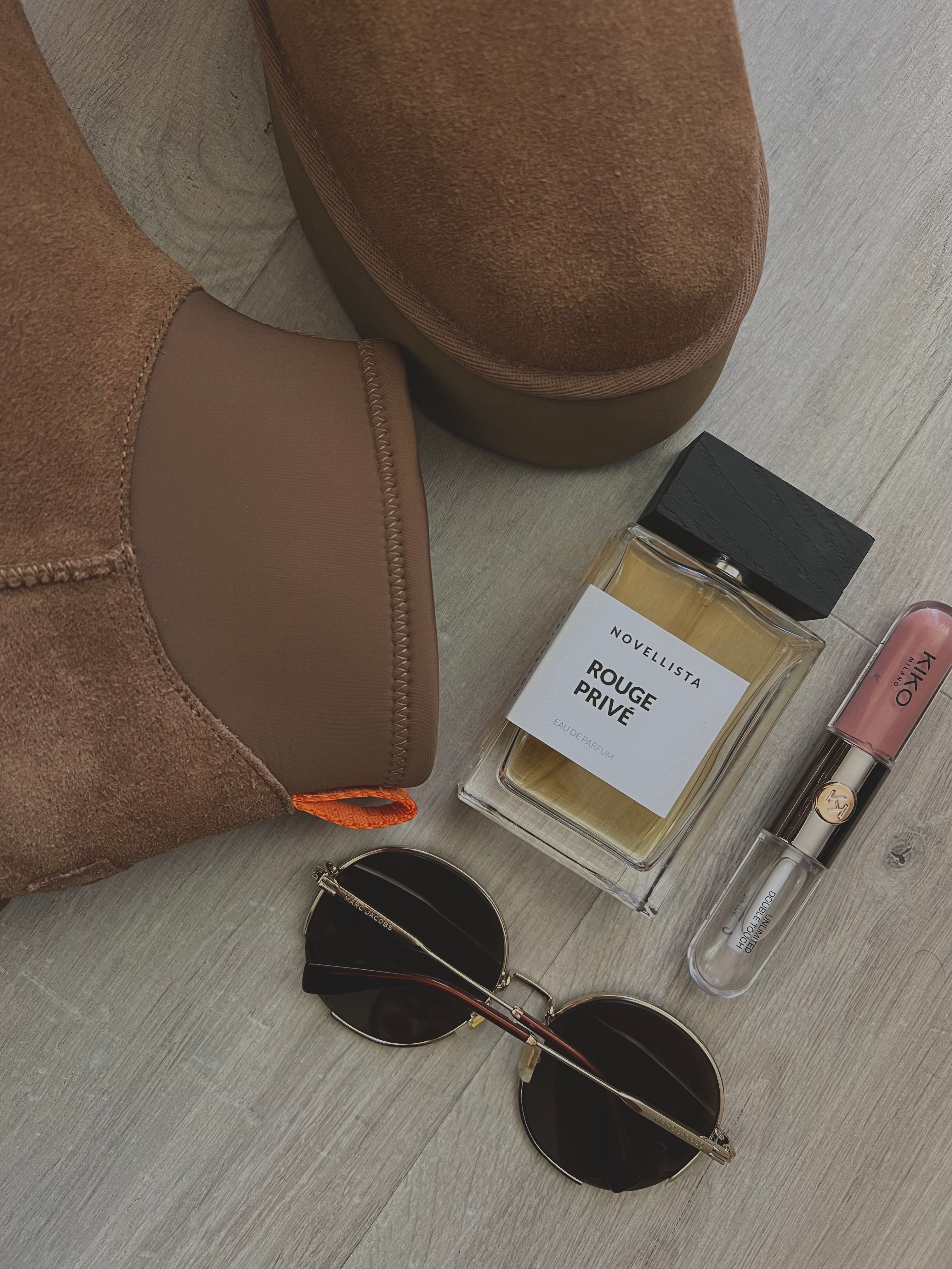 Stylish Accessories with Boots and Perfume Flat Lay · Free Stock Photo