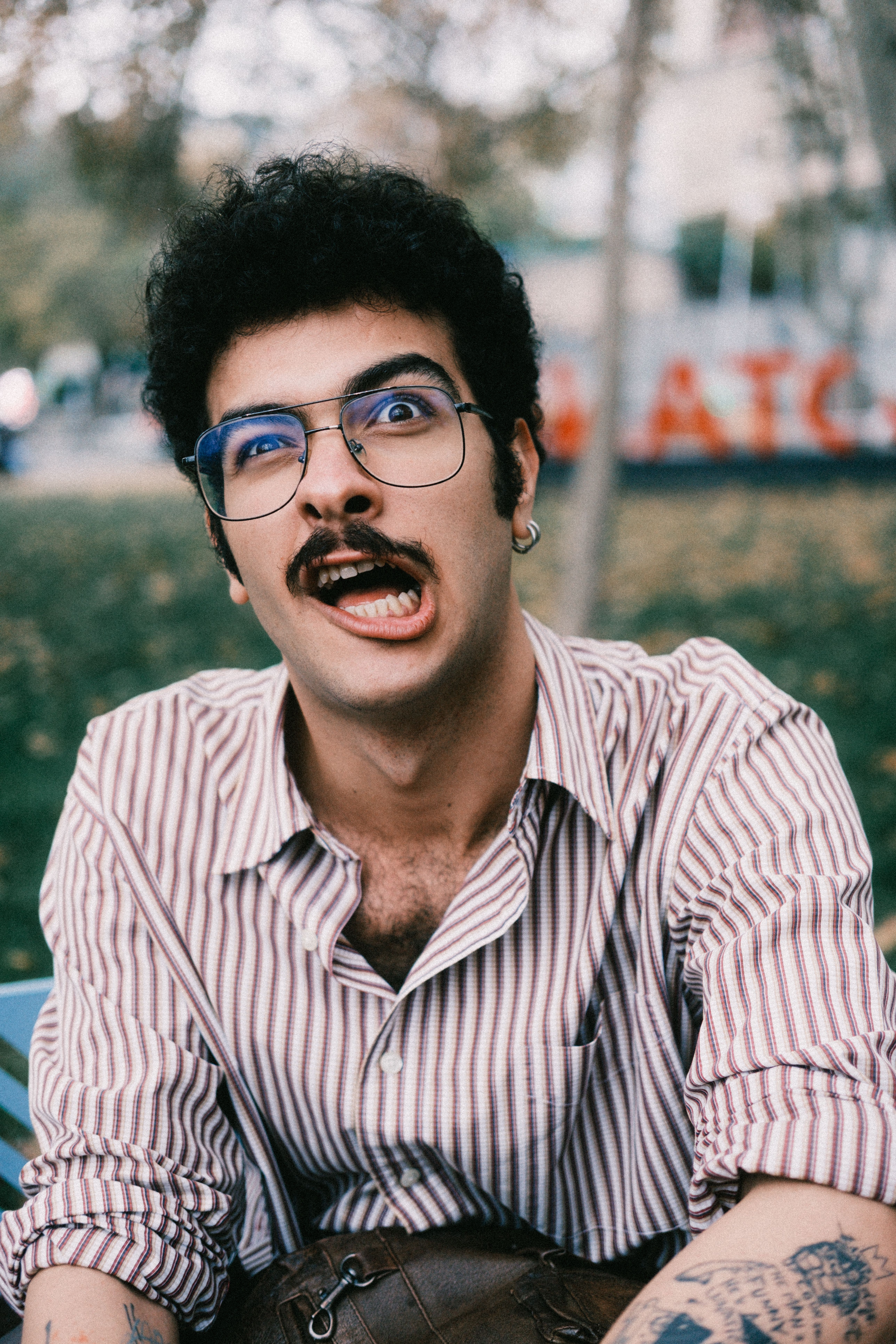 Young Man with Mustache Outdoors in Autumn · Free Stock Photo