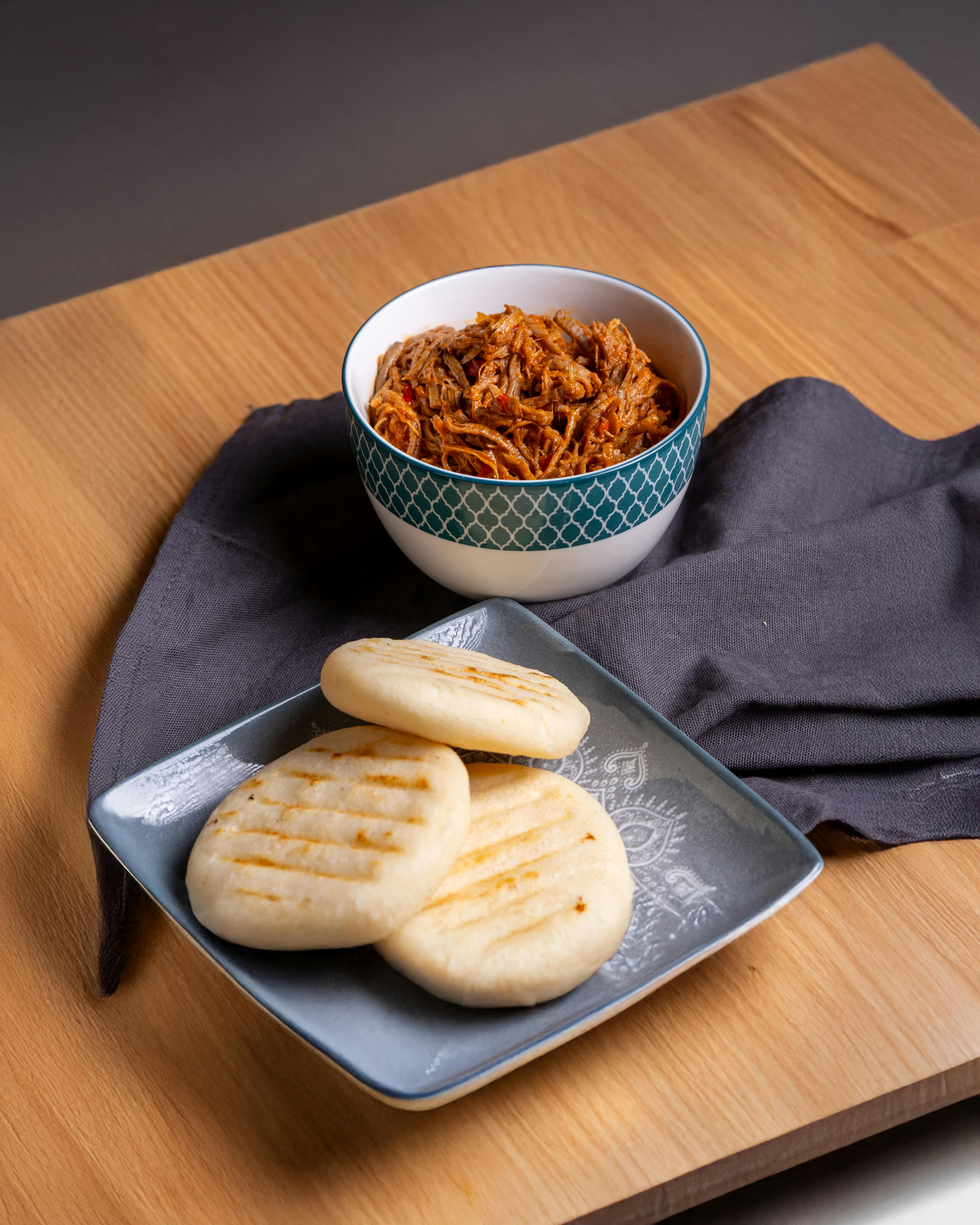 Traditional Colombian Arepas with Shredded Beef · Free Stock Photo