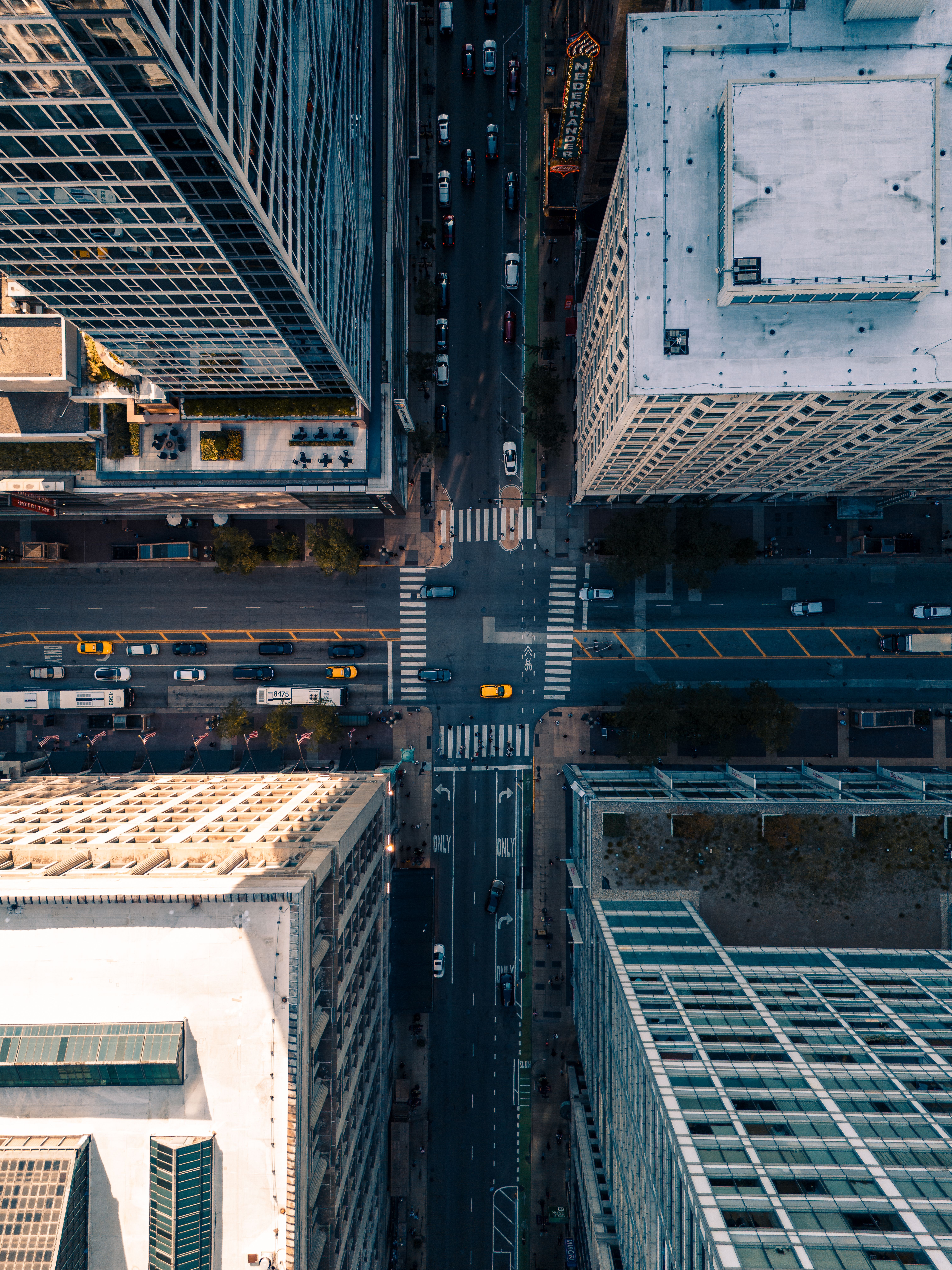 Aerial View of Urban Street Intersection at Daytime · Free Stock Photo