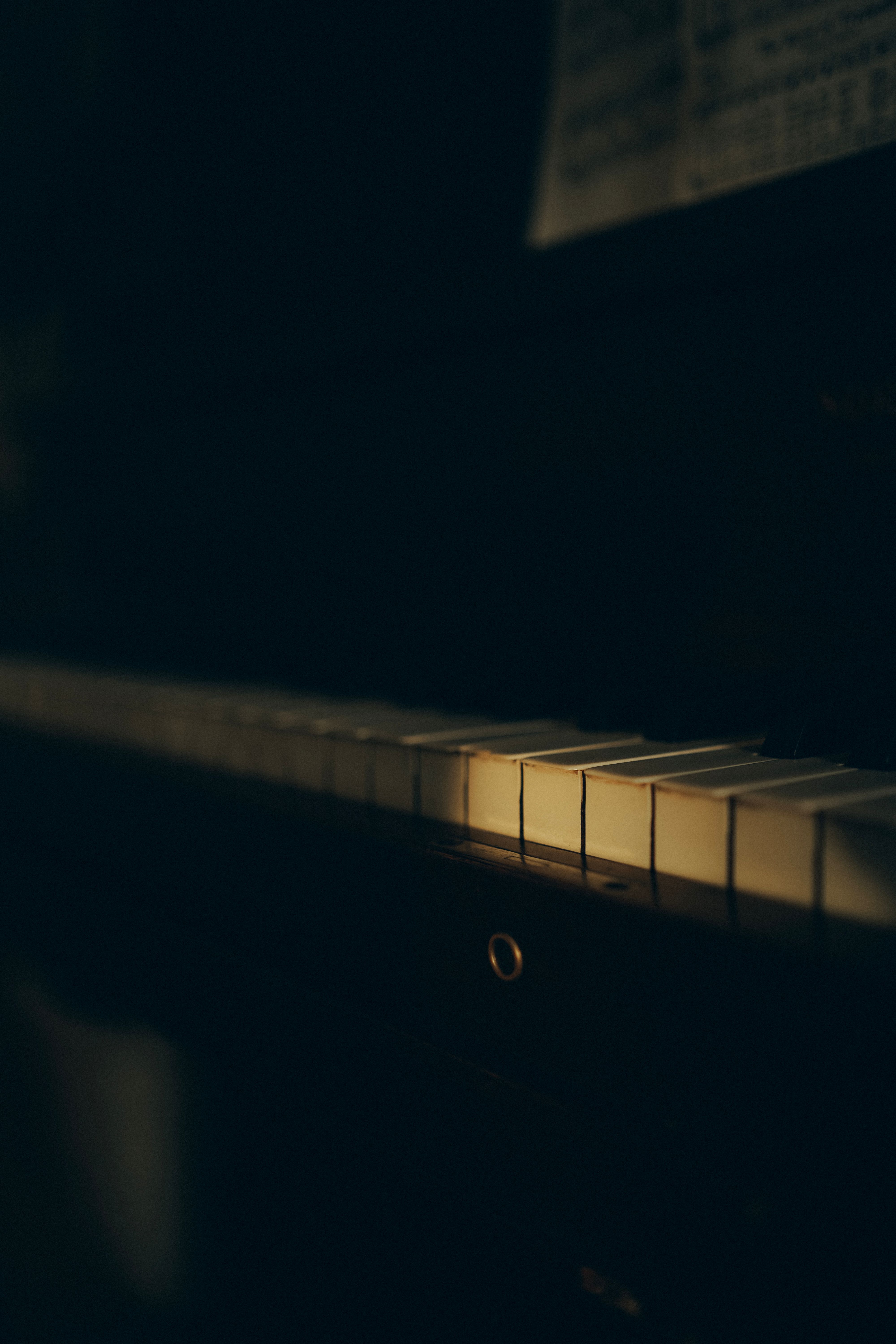 Moody Close-Up of Piano Keys in Dim Light · Free Stock Photo
