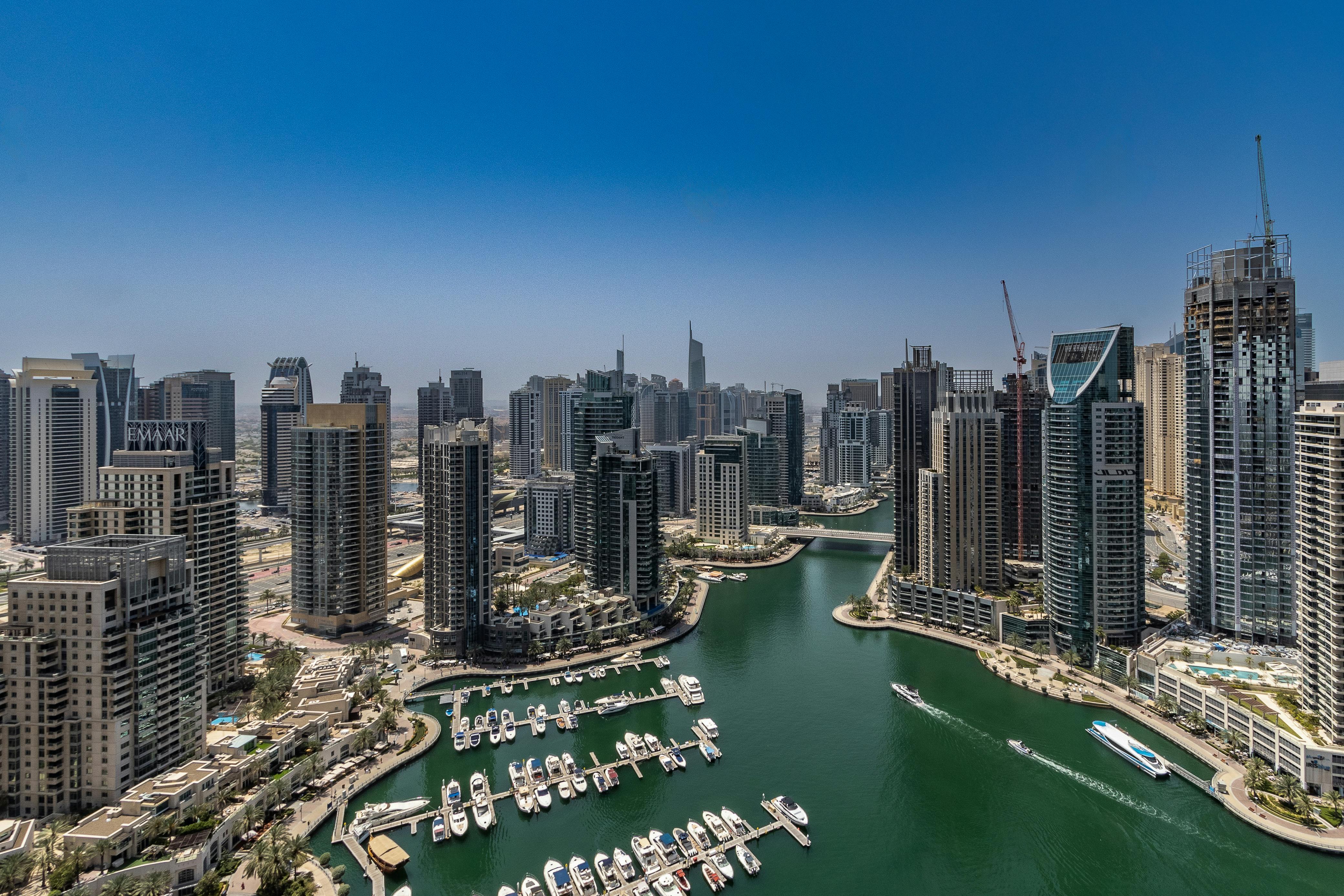 Aerial View of Dubai Marina Skyline · Free Stock Photo