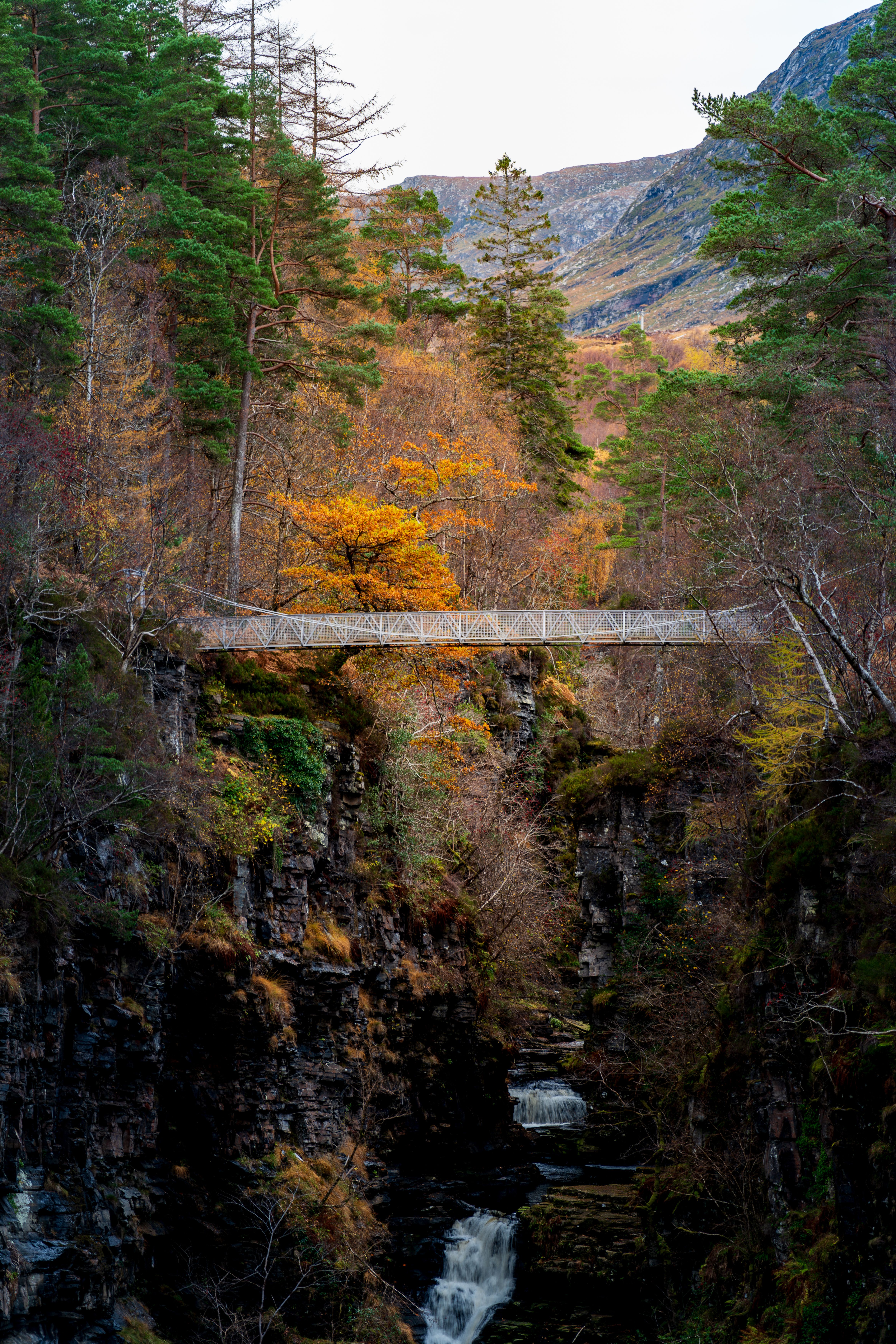 Stunning Autumn Landscape with Bridge and Waterfall · Free Stock Photo