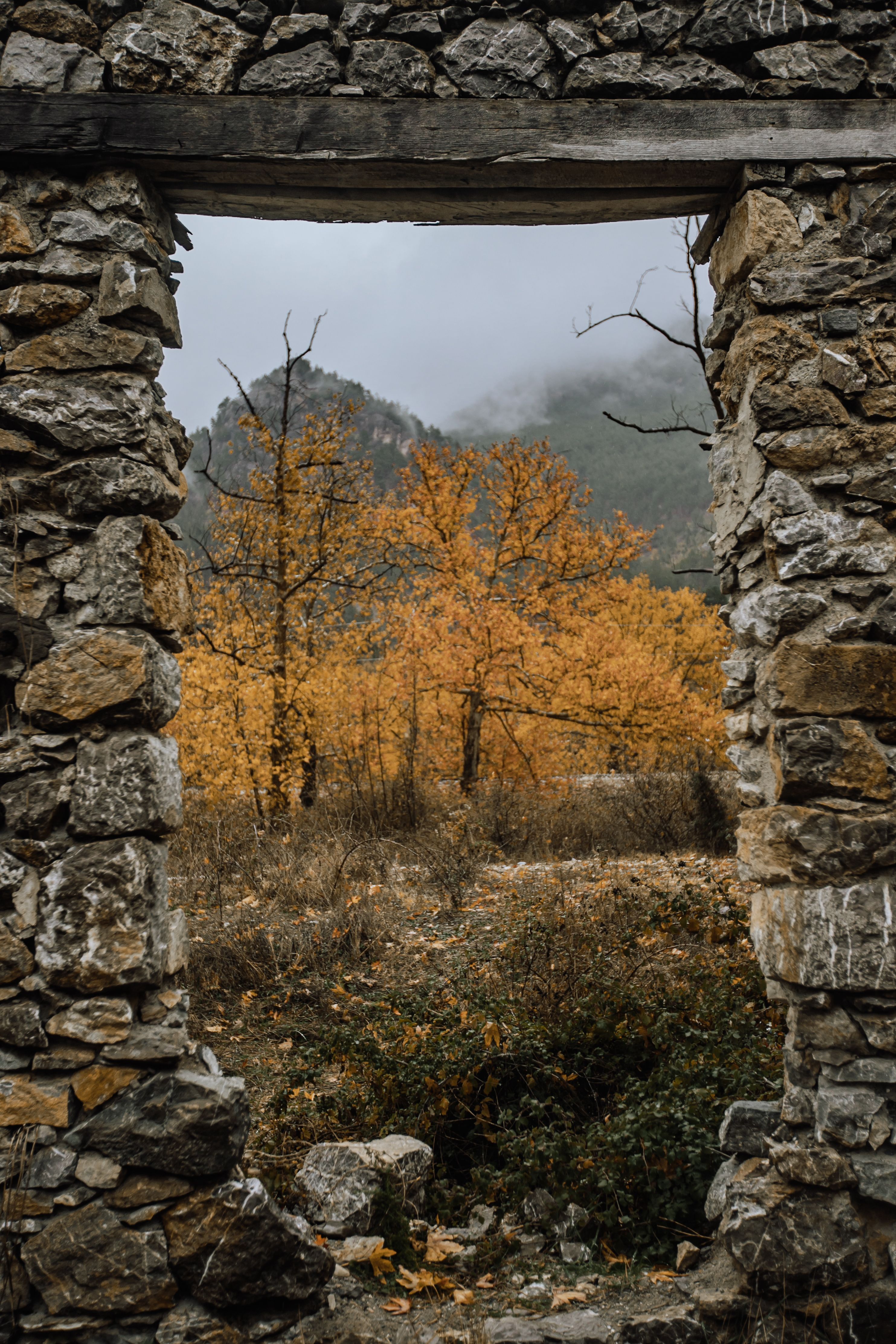 Autumn View Through Stone Ruins in Belemedik · Free Stock Photo