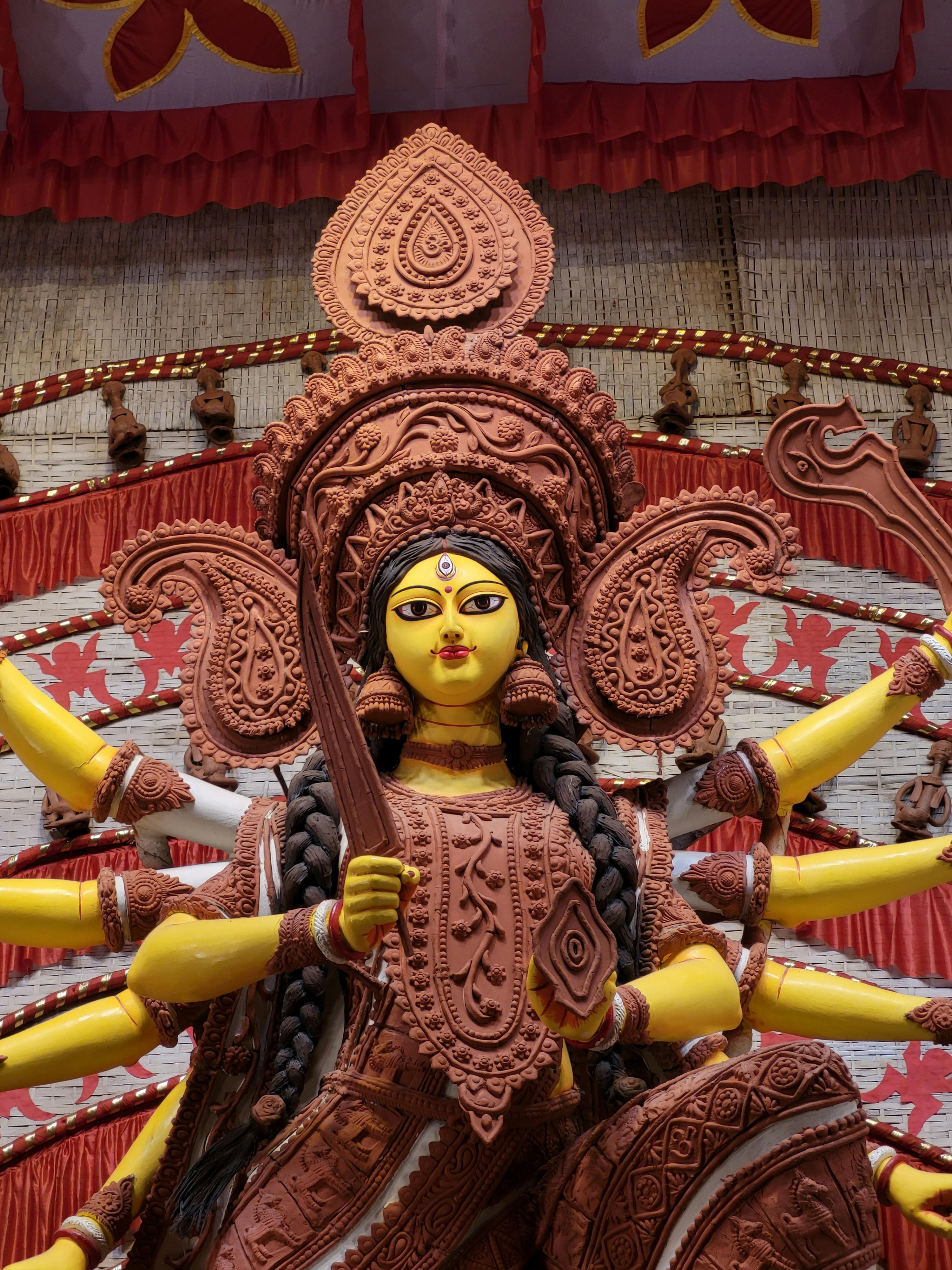 Exibição Complexa Do ídolo De Durga Na Durga Puja De Calcutá · Foto ...