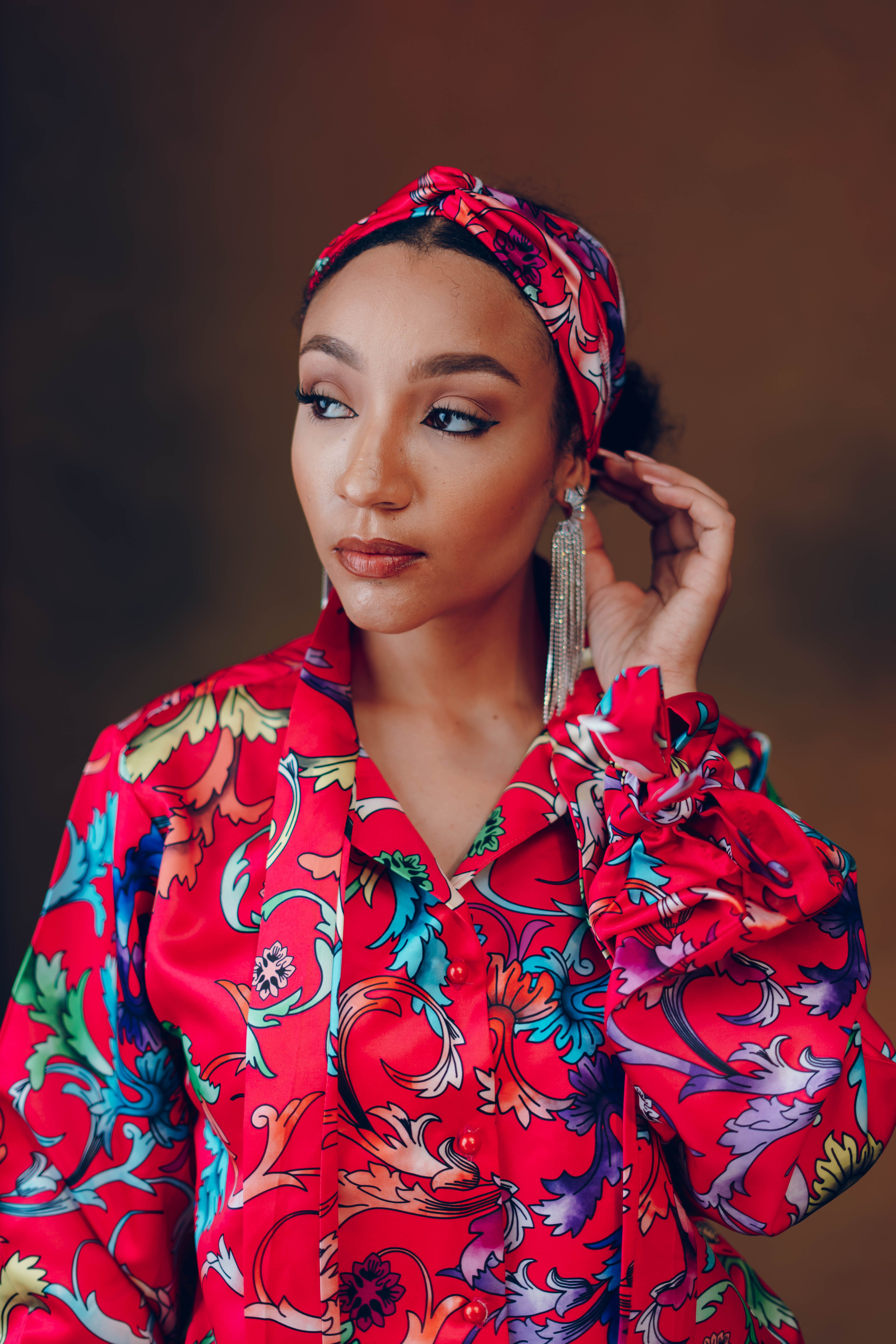 Elegant Fashion Portrait with Bright Patterns · Free Stock Photo