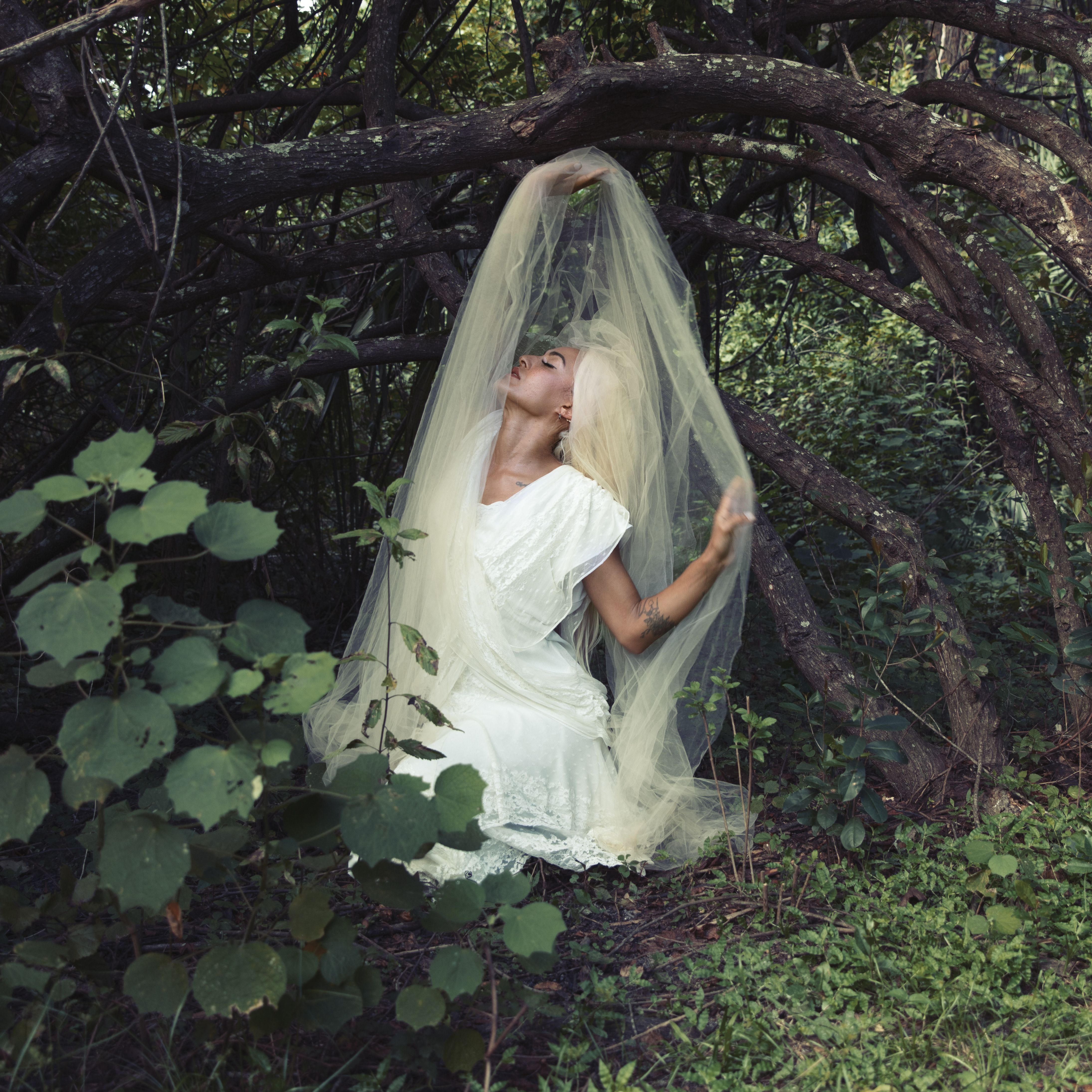 Enchanted Forest Portrait with Ethereal Veil · Free Stock Photo
