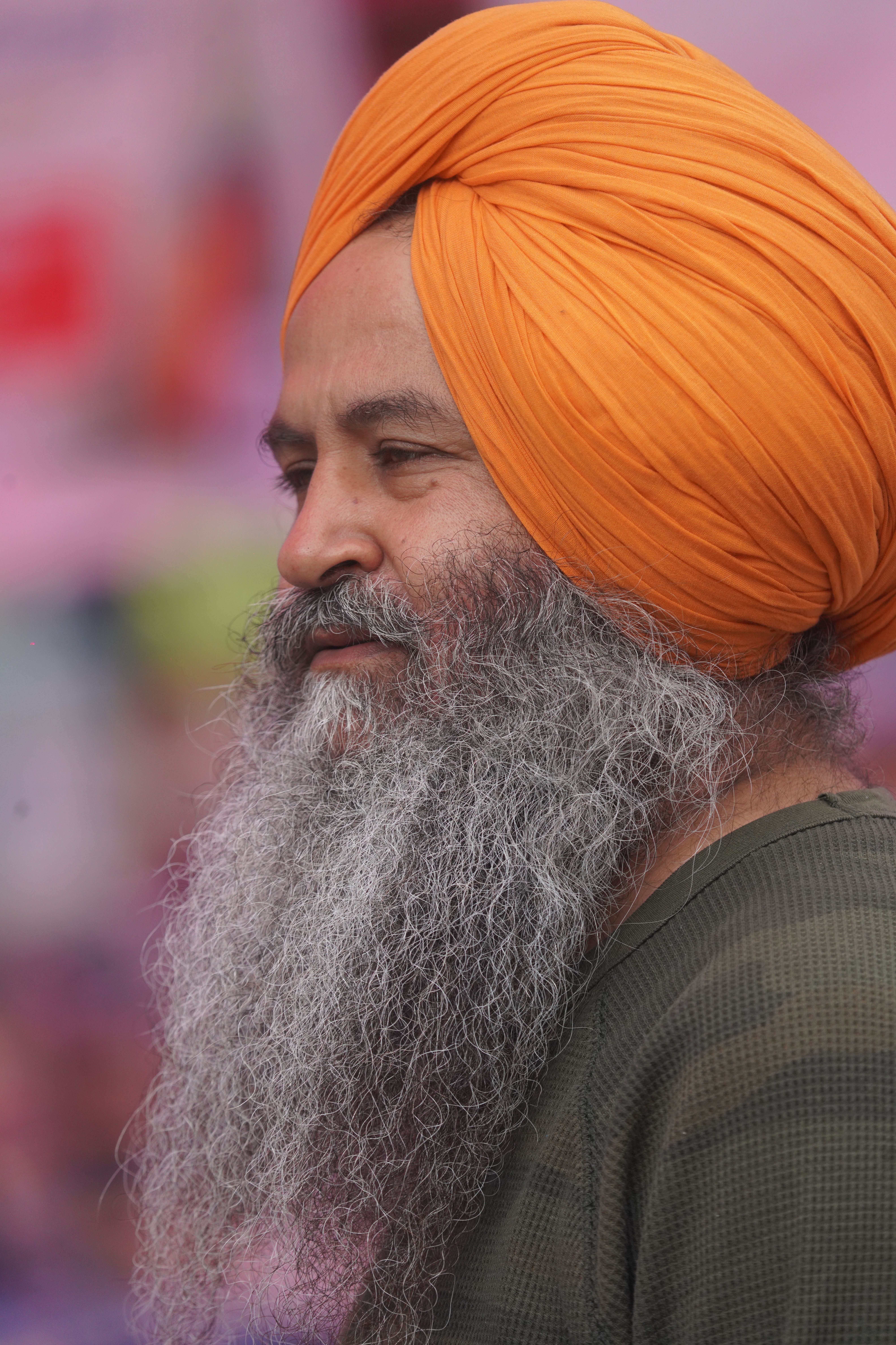 Elderly Sikh Man with Orange Turban Profile · Free Stock Photo