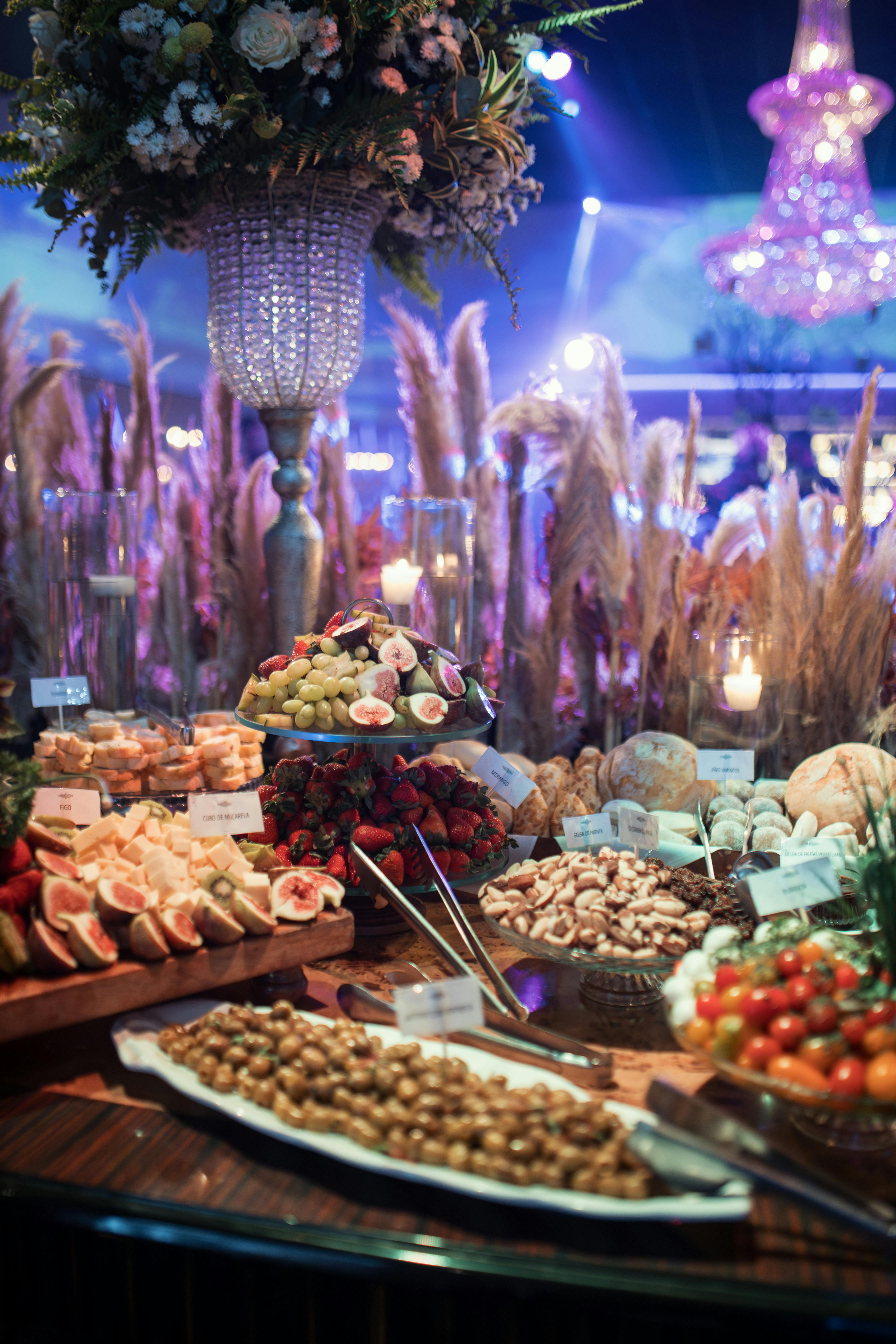 Elegant Wedding Reception Buffet with Chandelier · Free Stock Photo