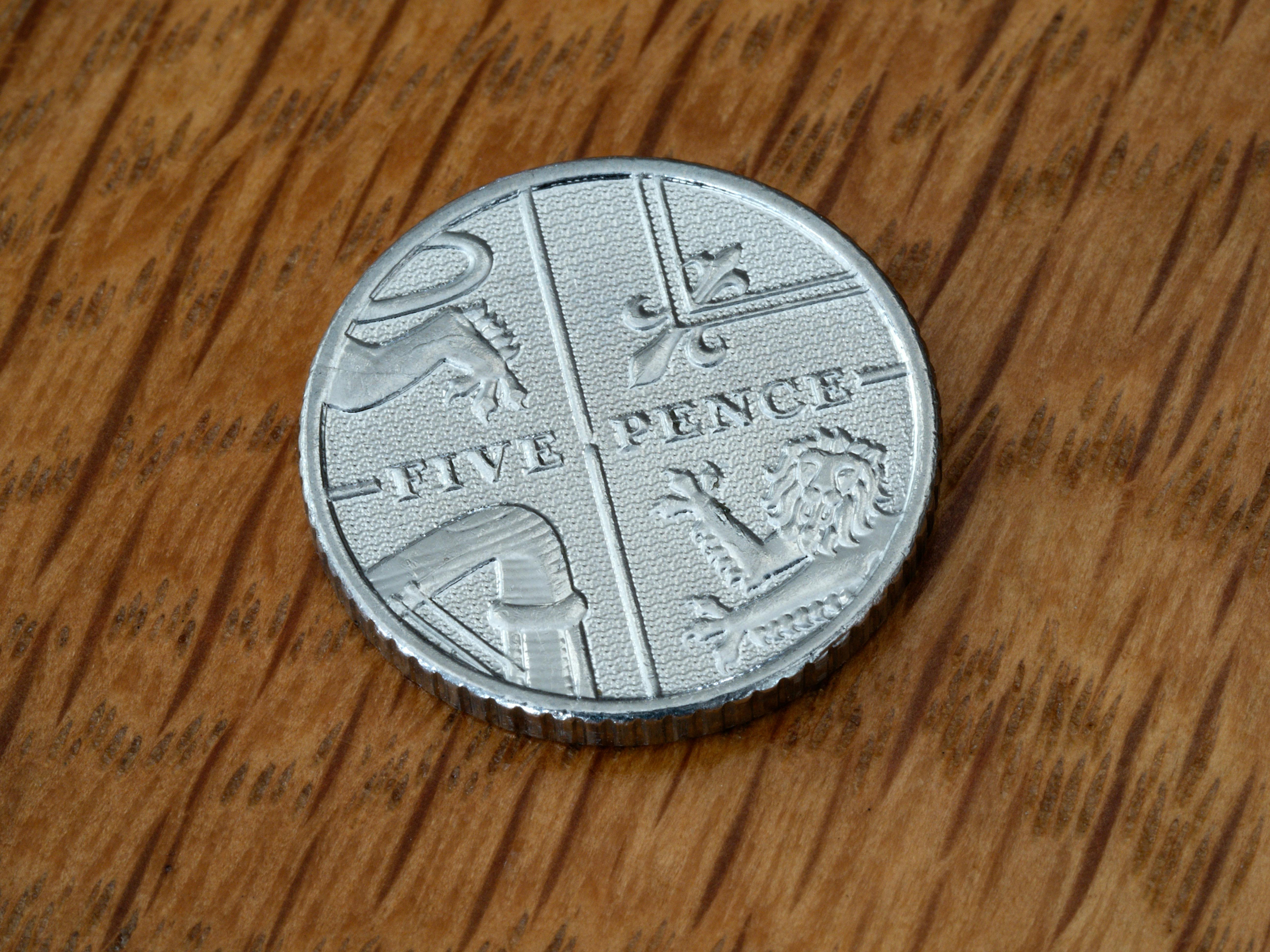 Free stock photo of 5 pence, close up, coin