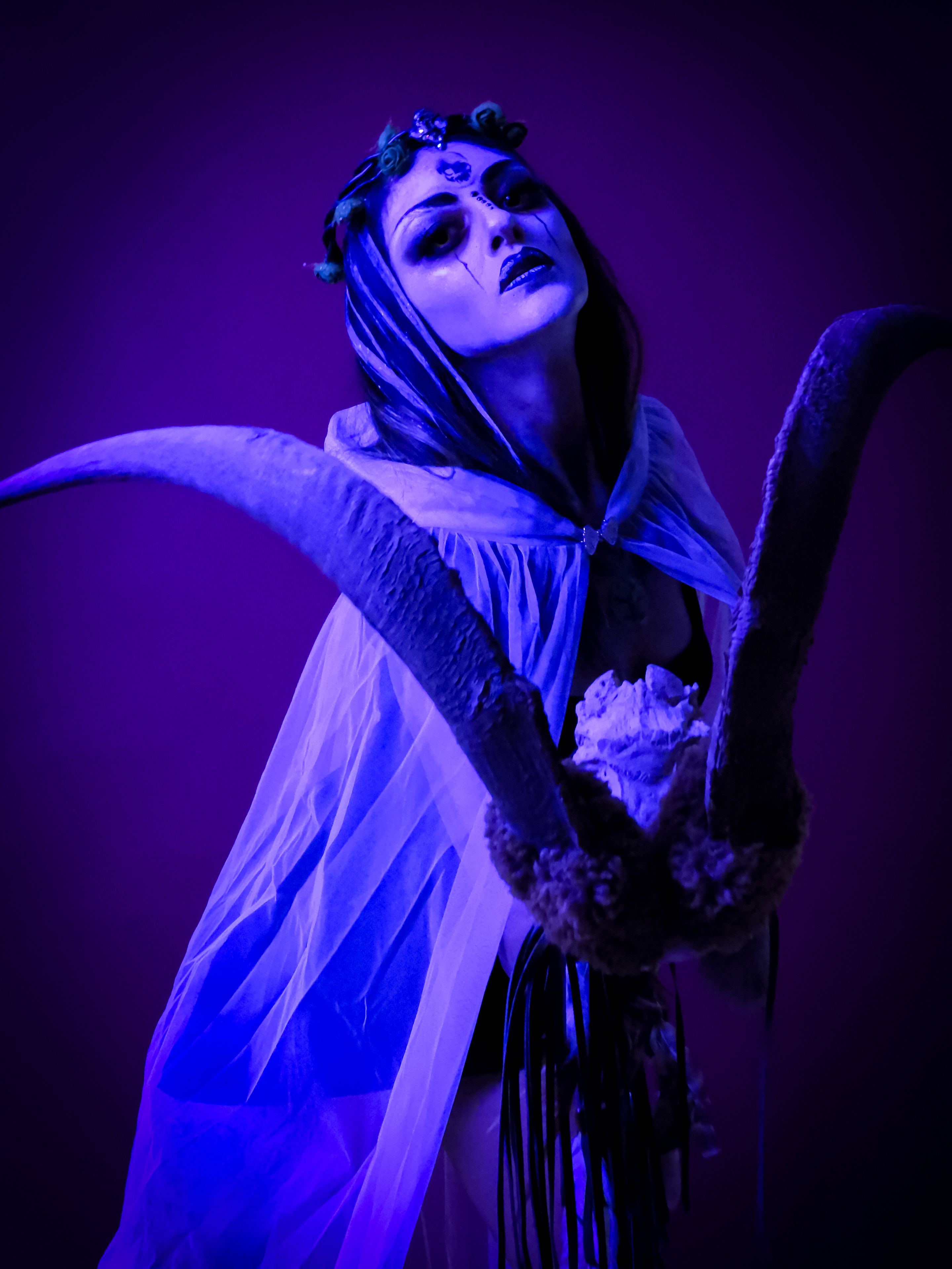 Ethereal Witch in Mystical Blue Light · Free Stock Photo