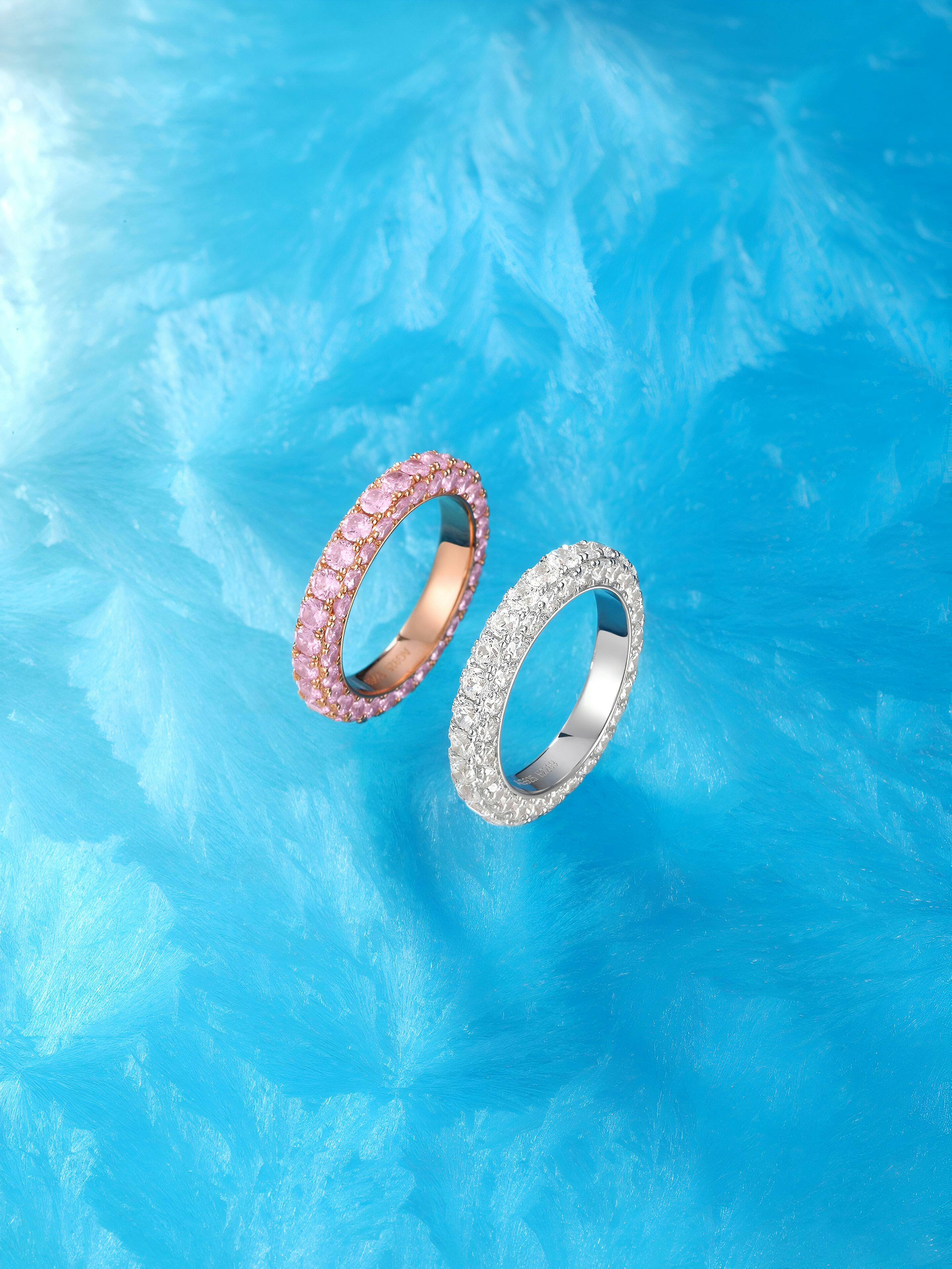 Elegant Diamond and Pink Gemstone Eternity Rings · Free Stock Photo