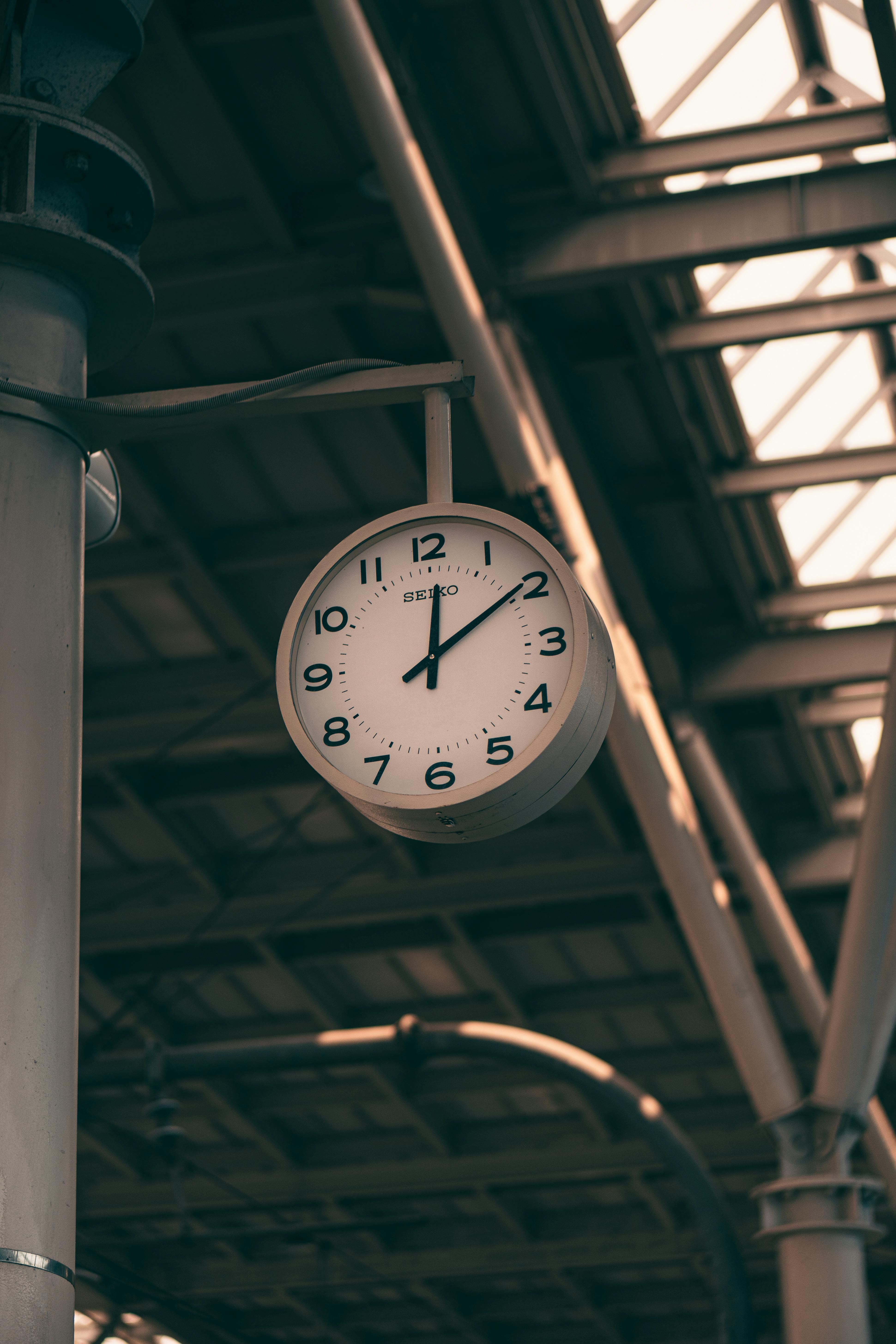 Vintage Train Station Clock at Noon · Free Stock Photo