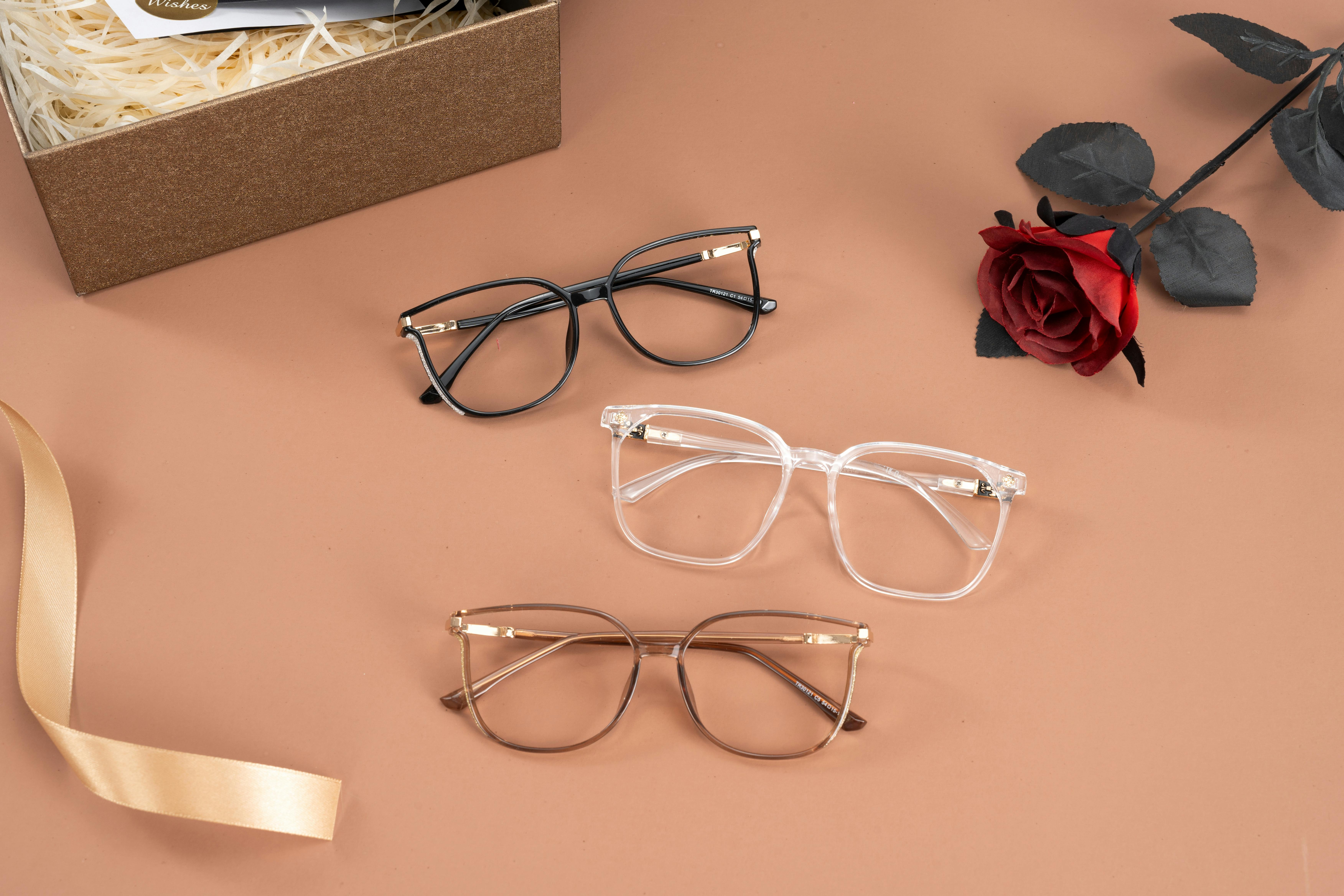Stylish Eyewear Collection on Elegant Background · Free Stock Photo