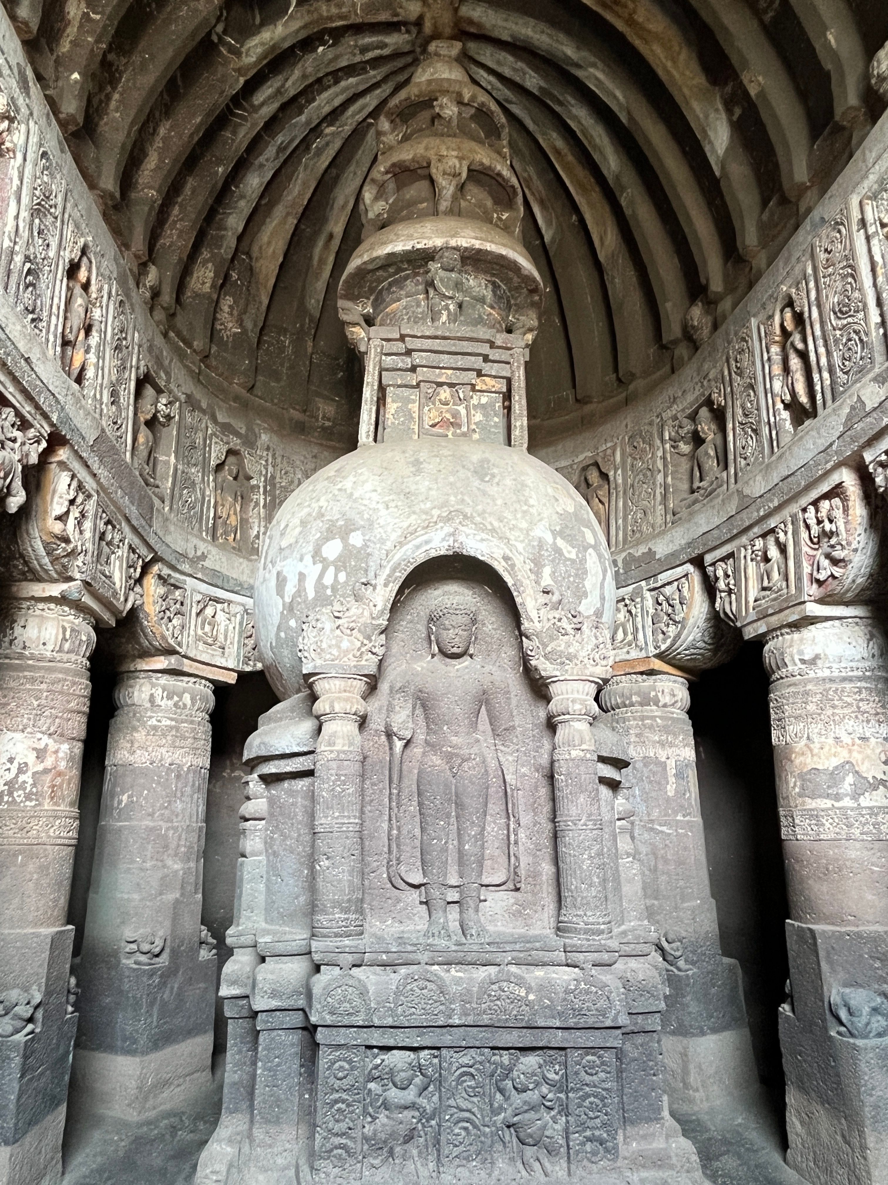 Ancient Buddhist Temple Interior with Statue · Free Stock Photo