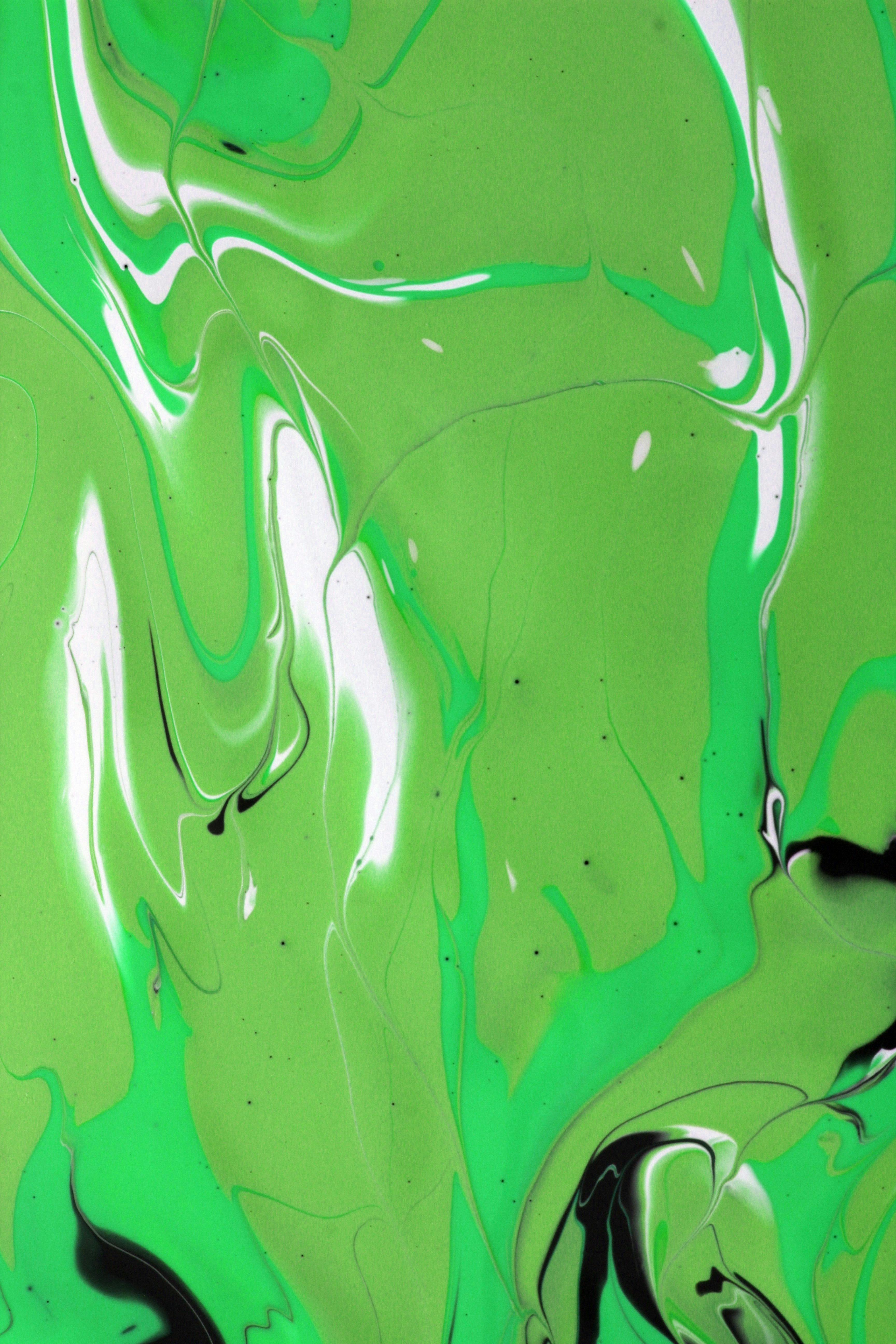 Vibrant Green Abstract Paint Swirl Texture · Free Stock Photo