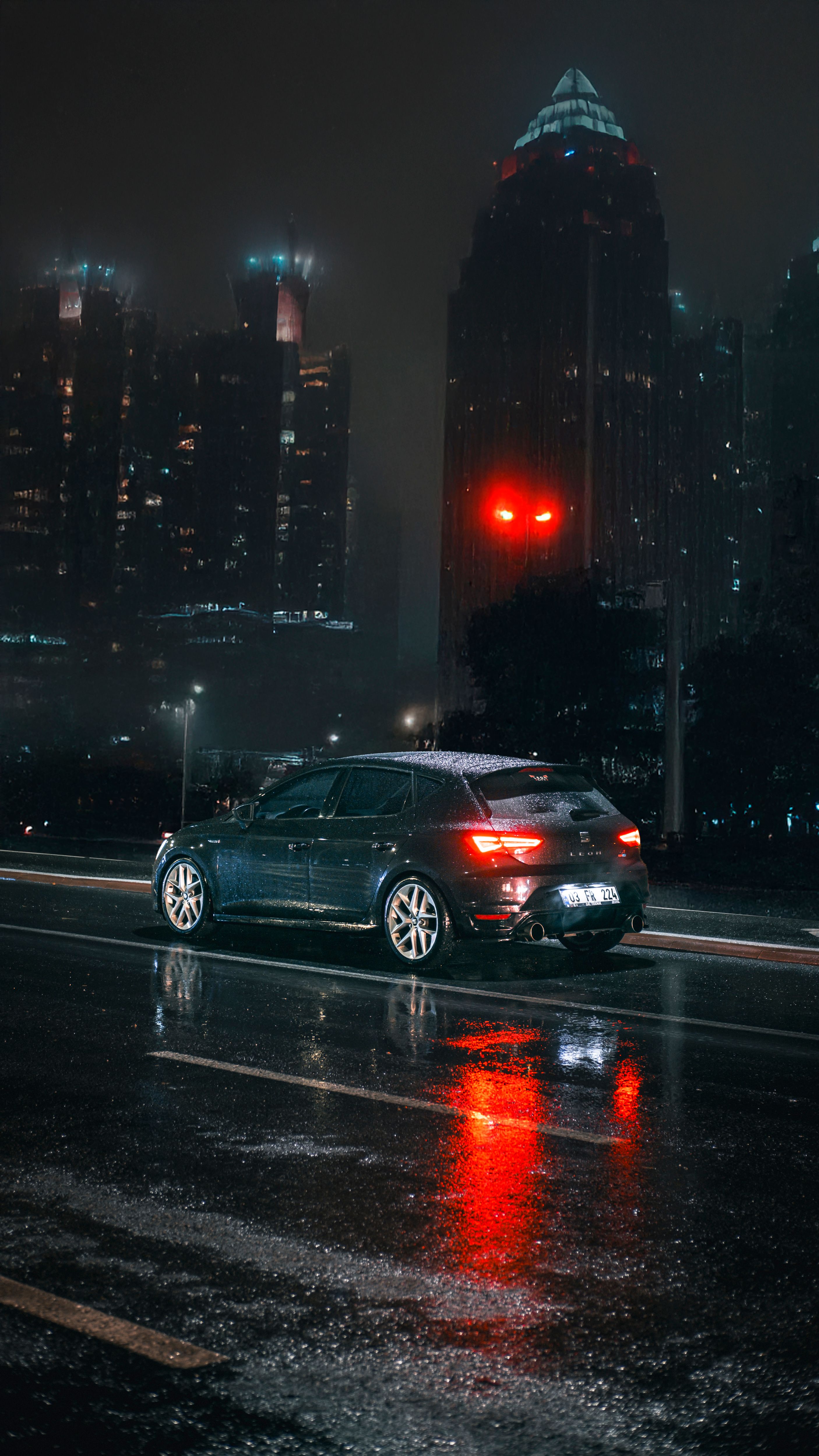 Raindrop Reflections of City Night Car Scene · Free Stock Photo