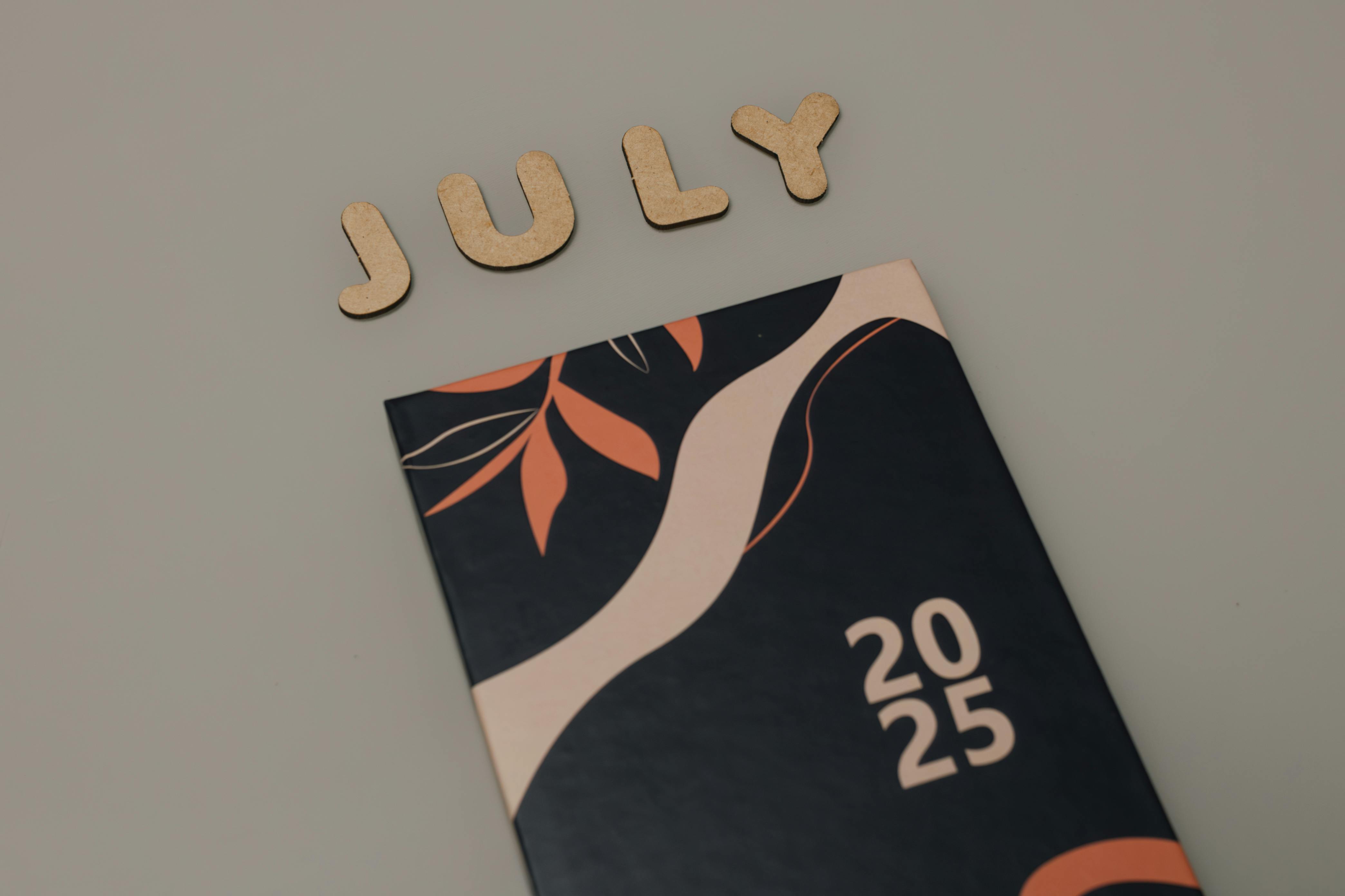 Stylish Planner for July 2025 on Display · Free Stock Photo