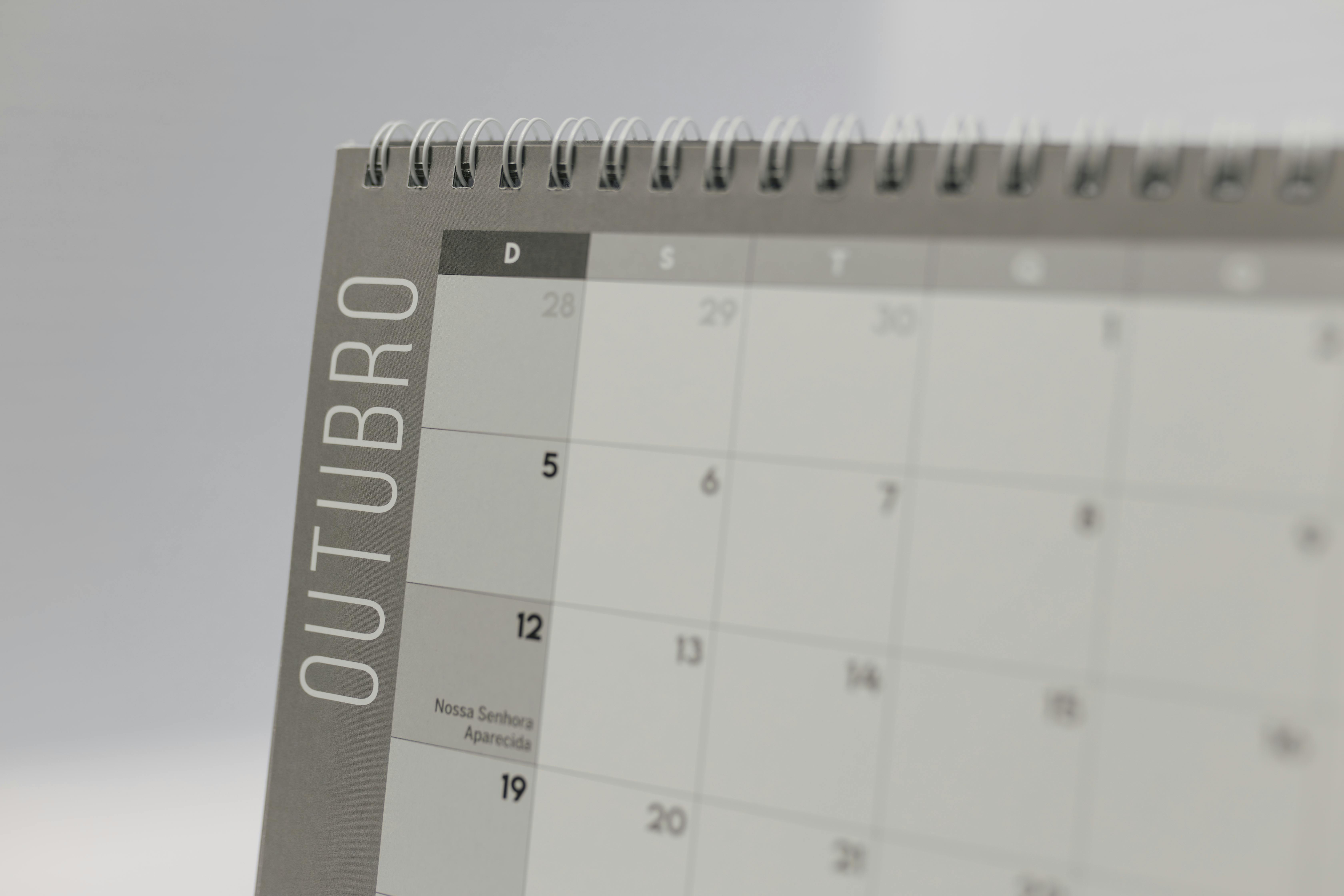 Close-up of October Desktop Calendar Page · Free Stock Photo