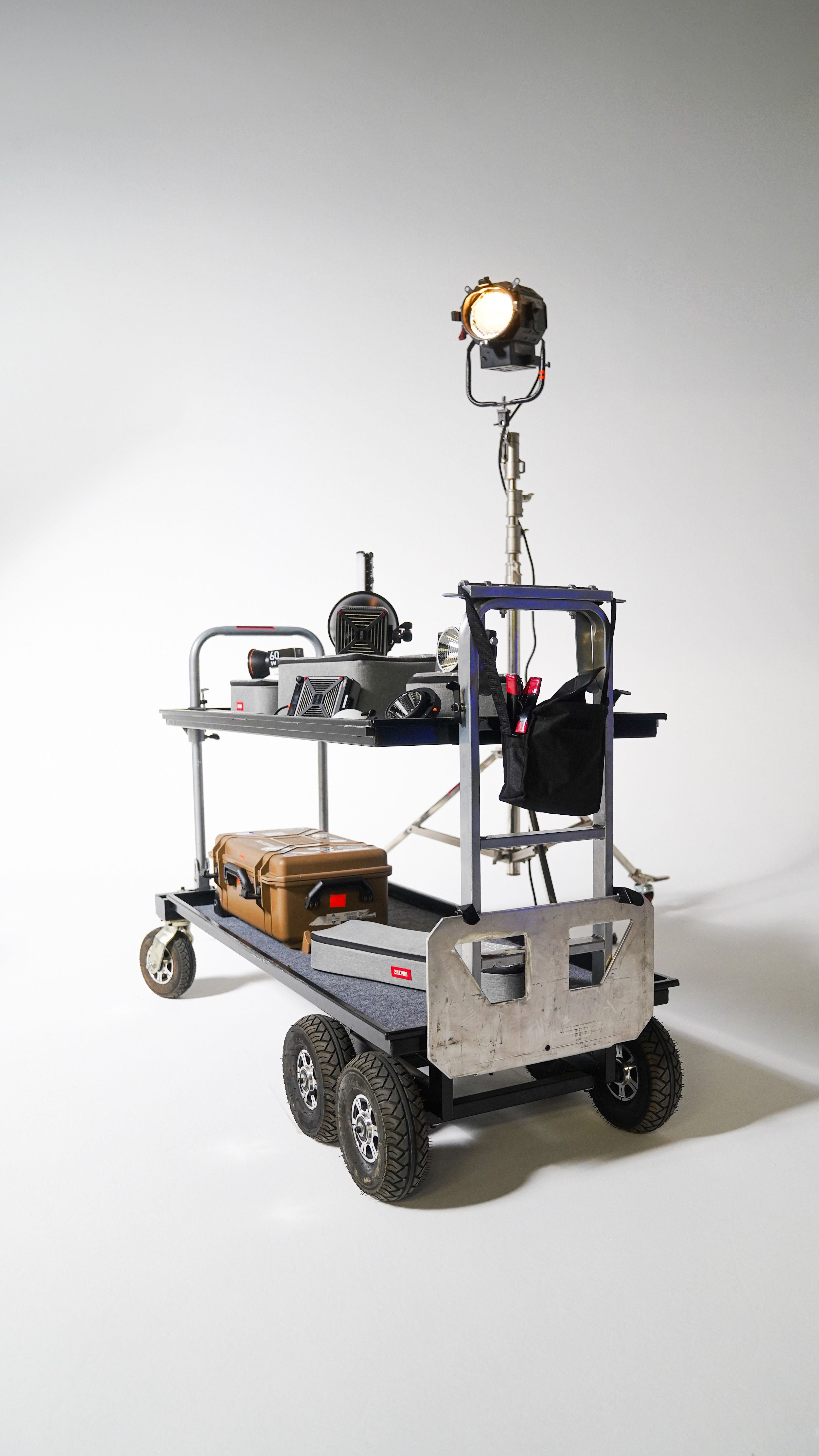Studio Equipment Cart with Professional Lighting · Free Stock Photo