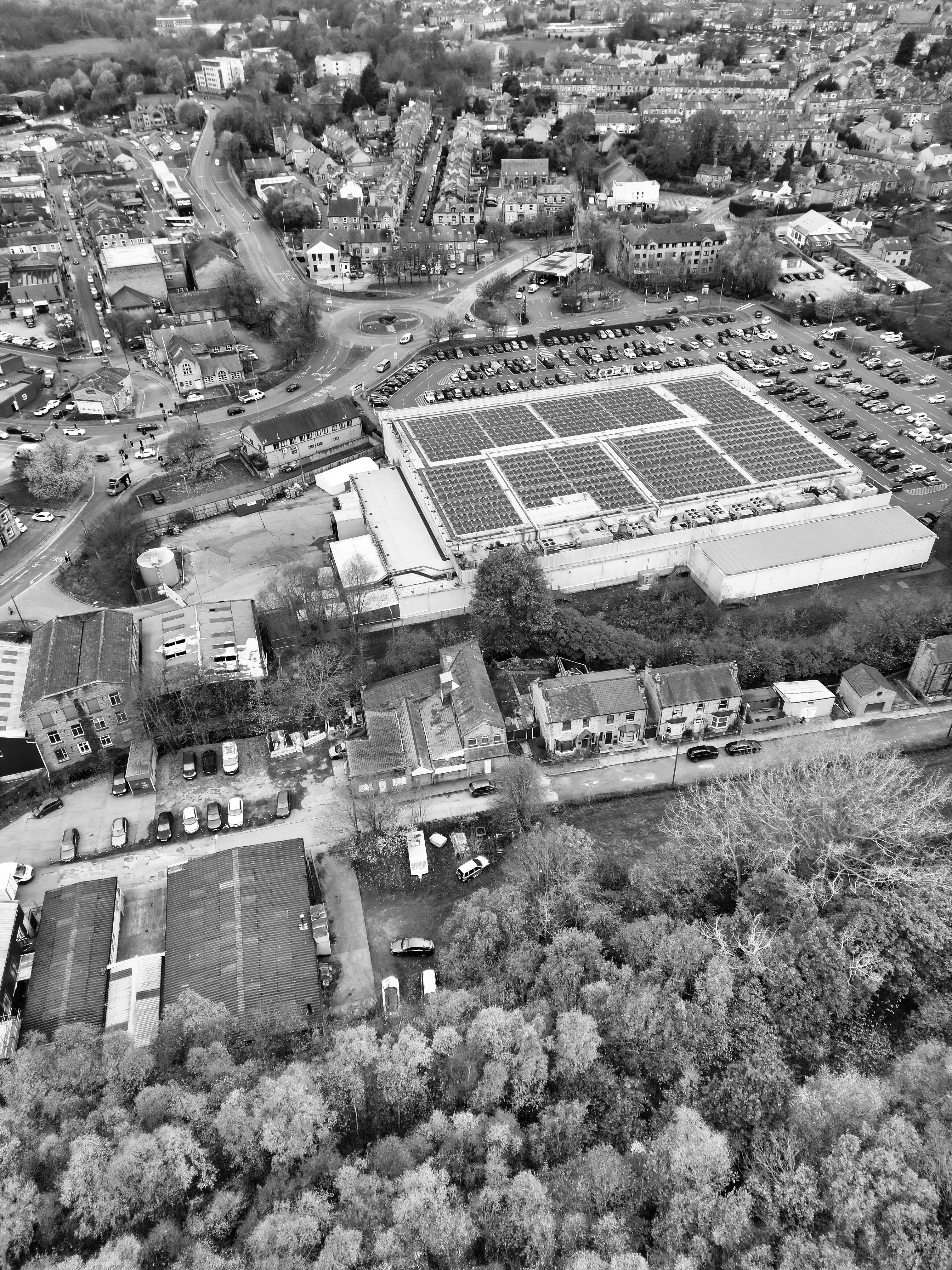 Aerial Black and White View of Bingley, UK · Free Stock Photo